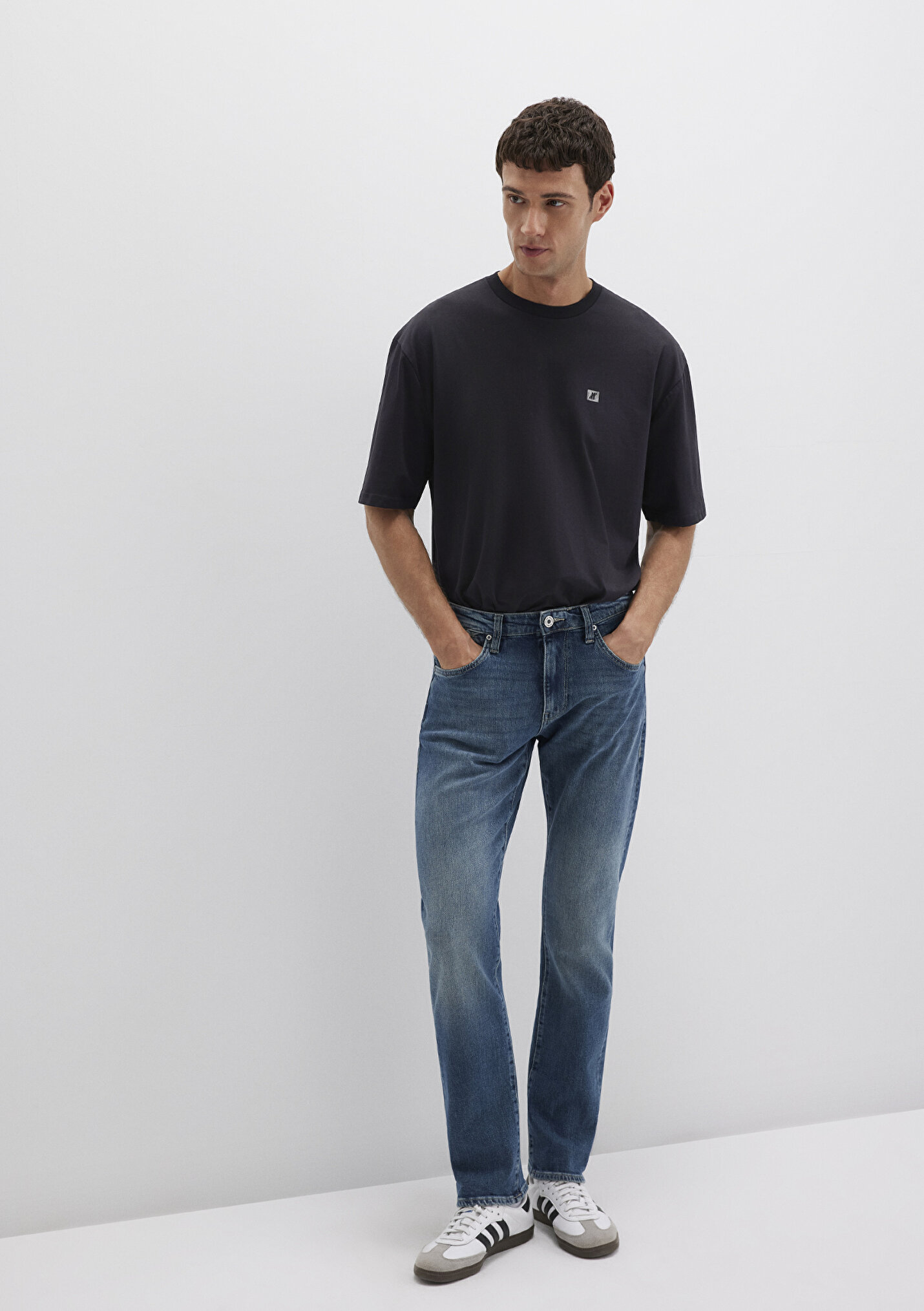 Erkek Jake Mavi Pro Indigo Puslu Comfort Jean Pantolon