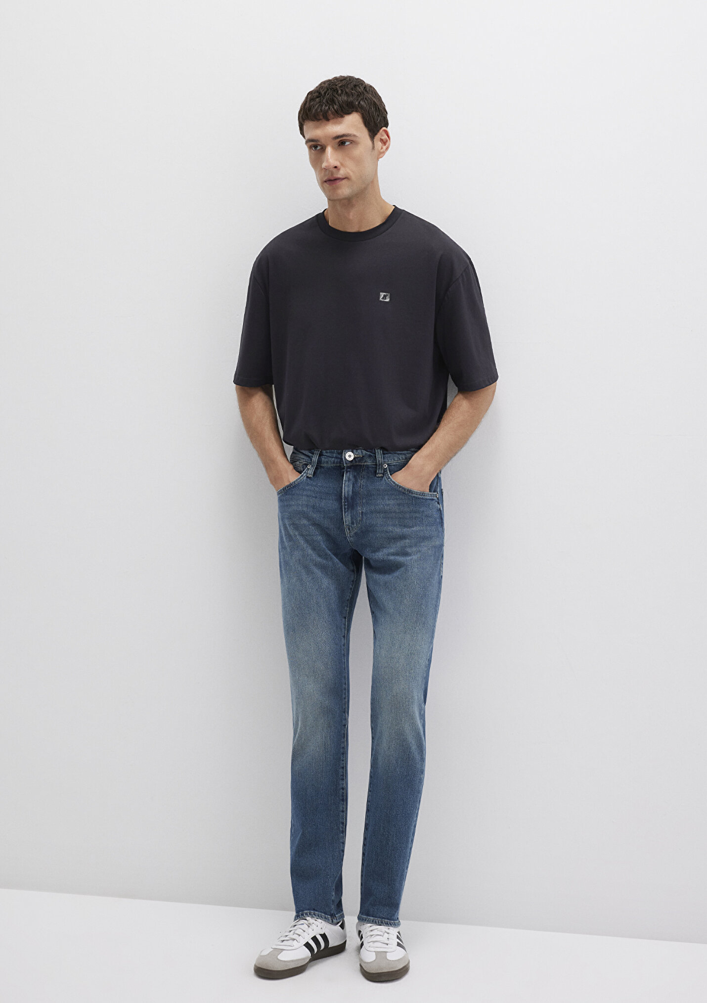 Erkek Jake Mavi Pro Indigo Puslu Comfort Jean Pantolon