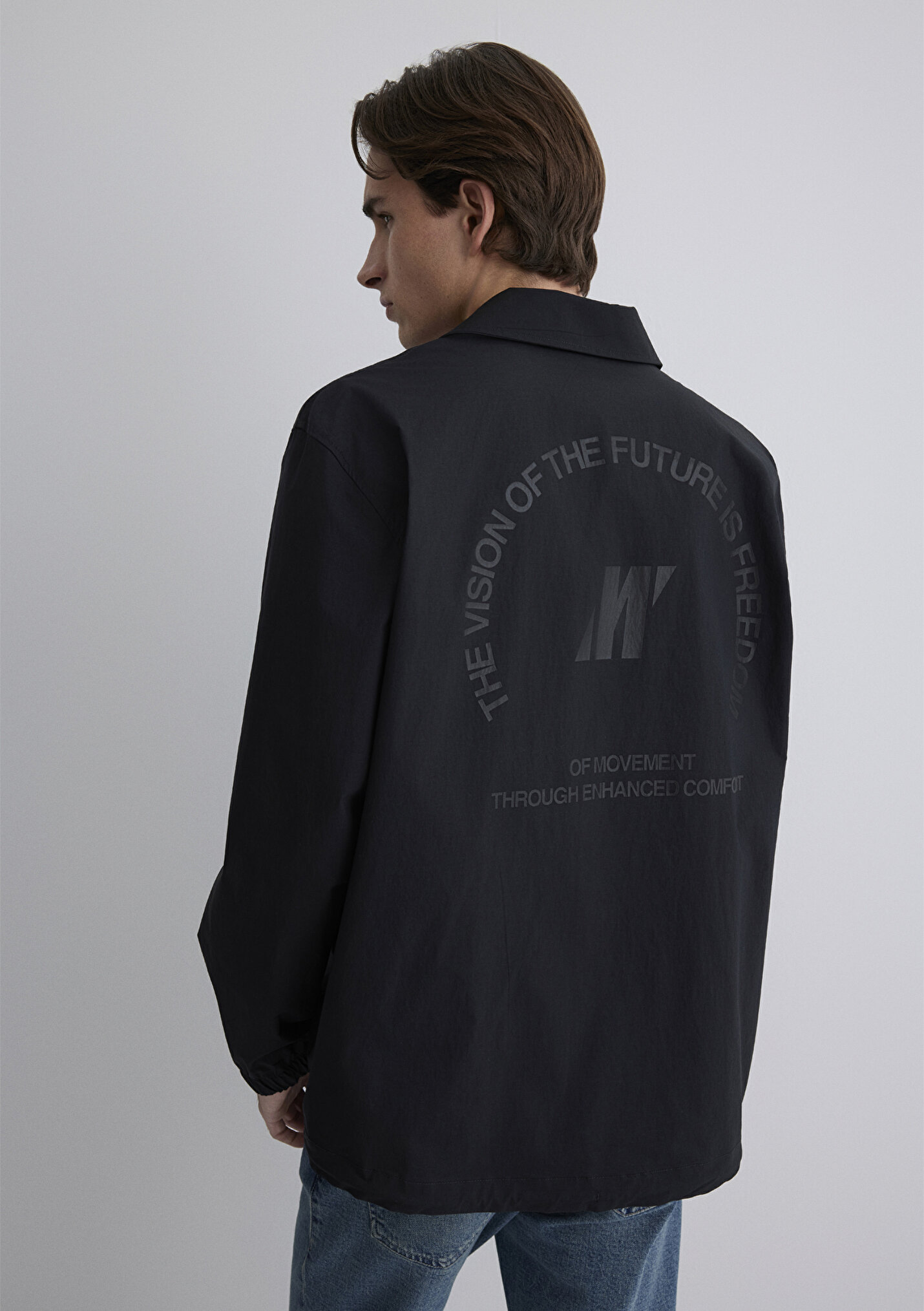 Outlet Erkek Mavi Pro Sırt Baskılı Siyah Gömlek