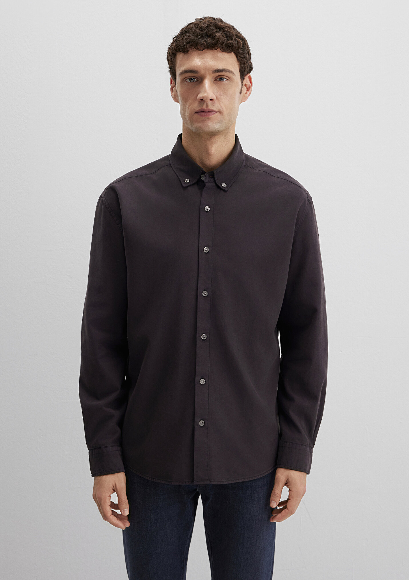 Outlet Erkek Kahverengi (TENCEL™) Liyosel Karışımlı Gömlek