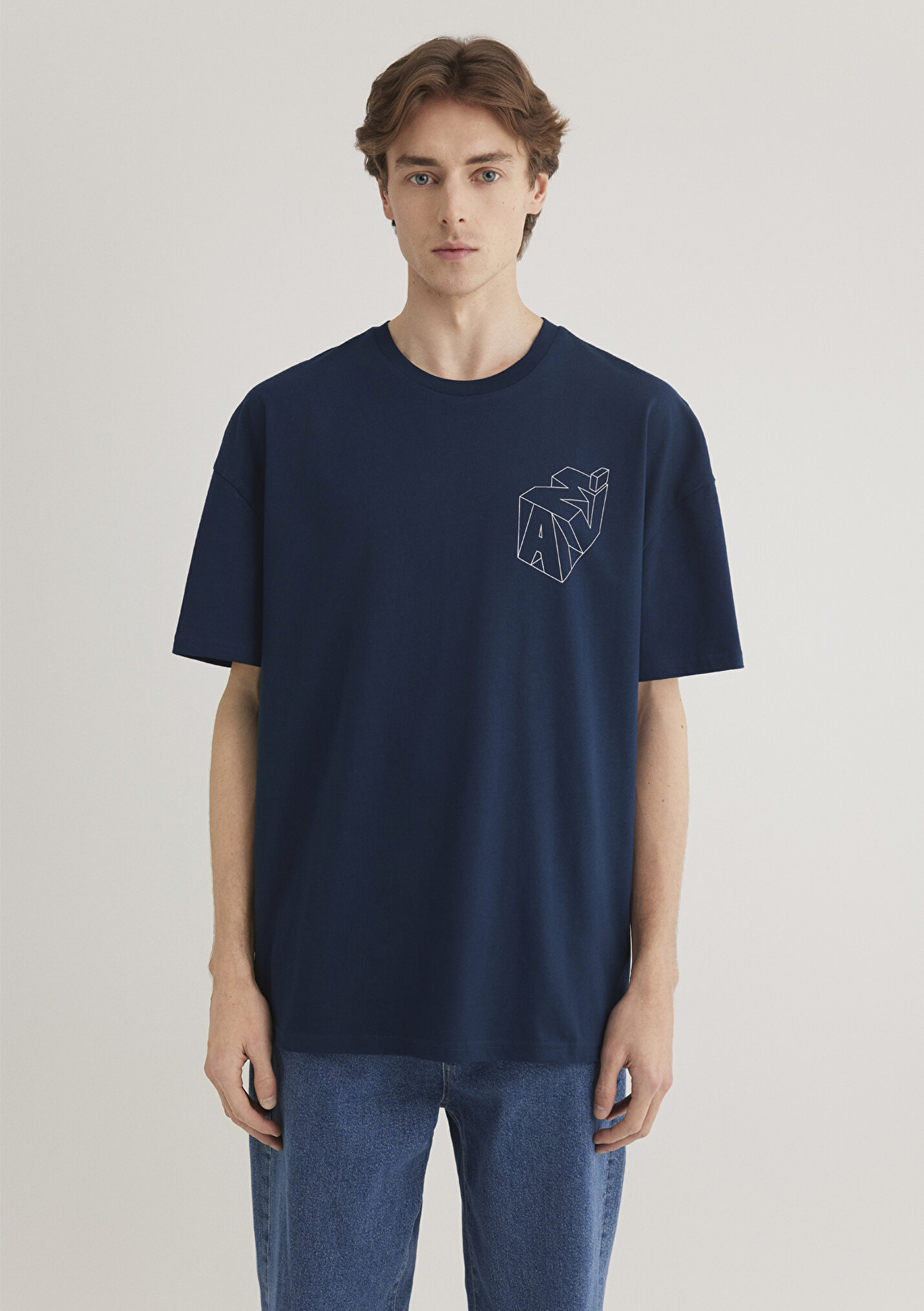 Mavi Logo Sırt Baskılı Lacivert Tişört - Mavi