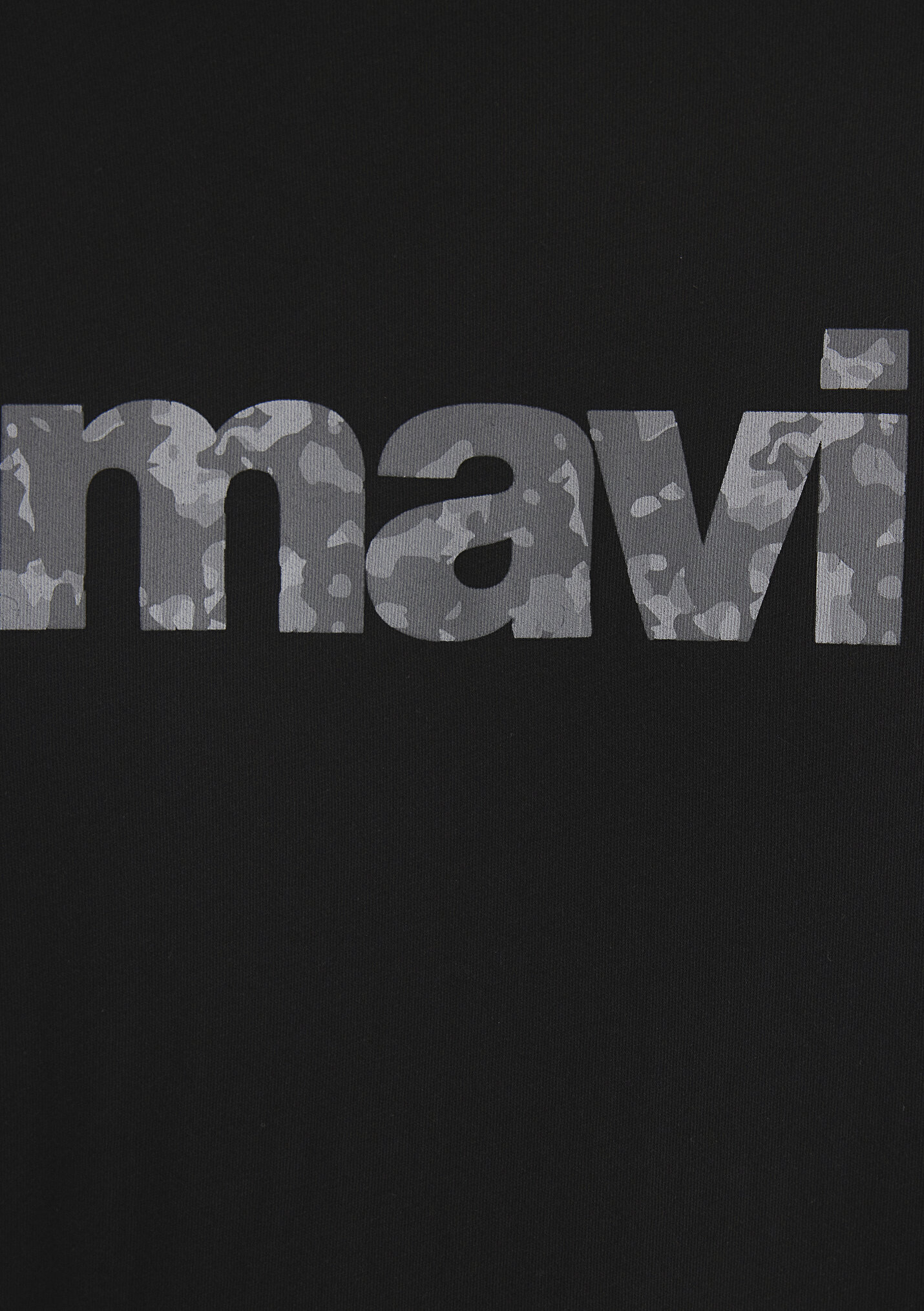 Outlet Erkek Mavi Logo Baskılı Siyah Tişört