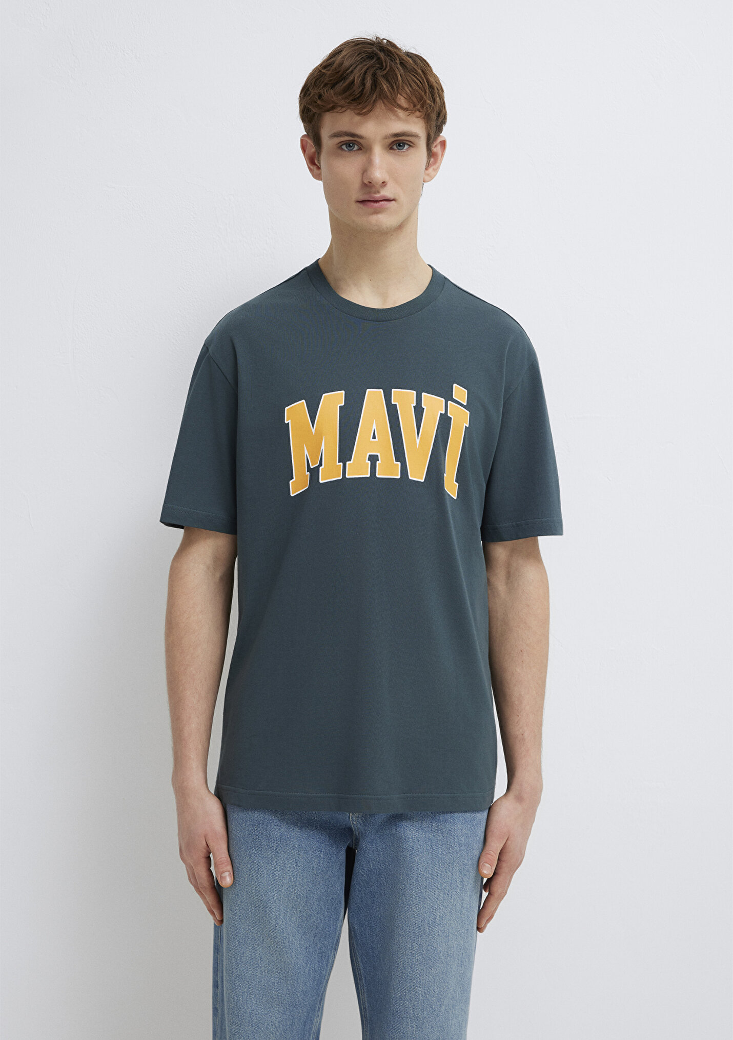 Mavi Logo Baskılı Yeşil Tişört - Mavi