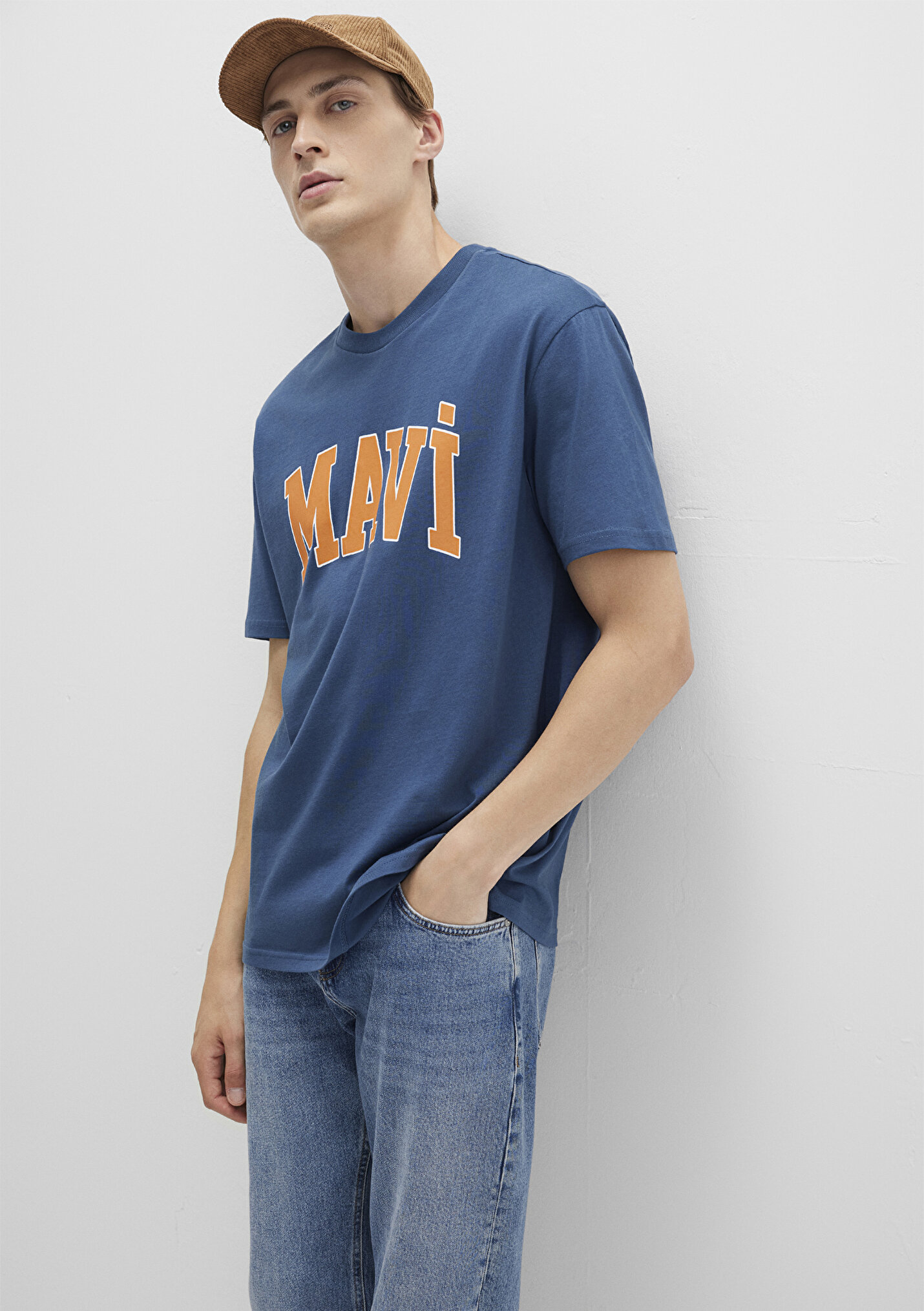 Mavi Logo Baskılı Mavi Tişört - Mavi