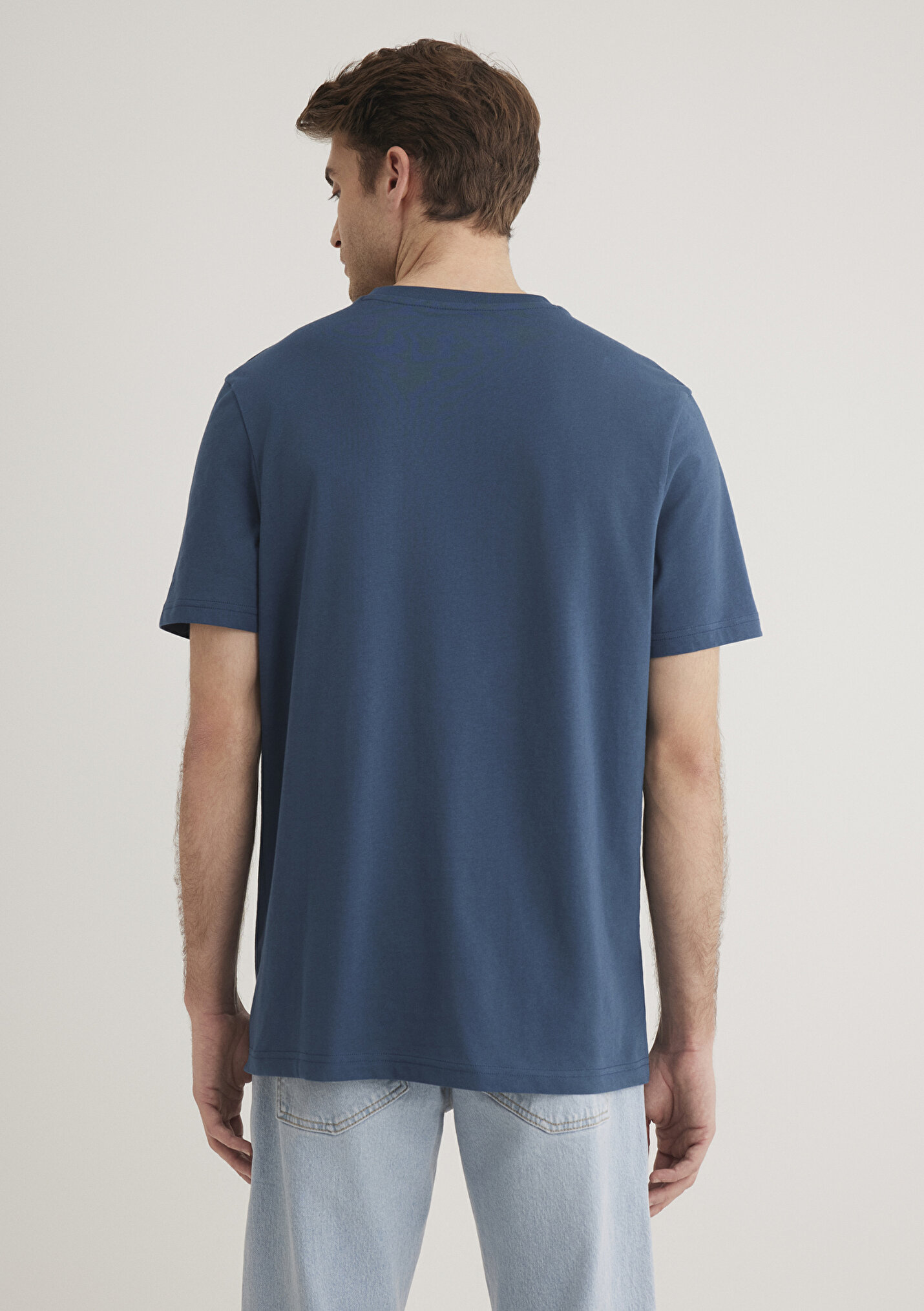 Outlet Erkek Mavi İstanbul Baskılı Lacivert Tişört