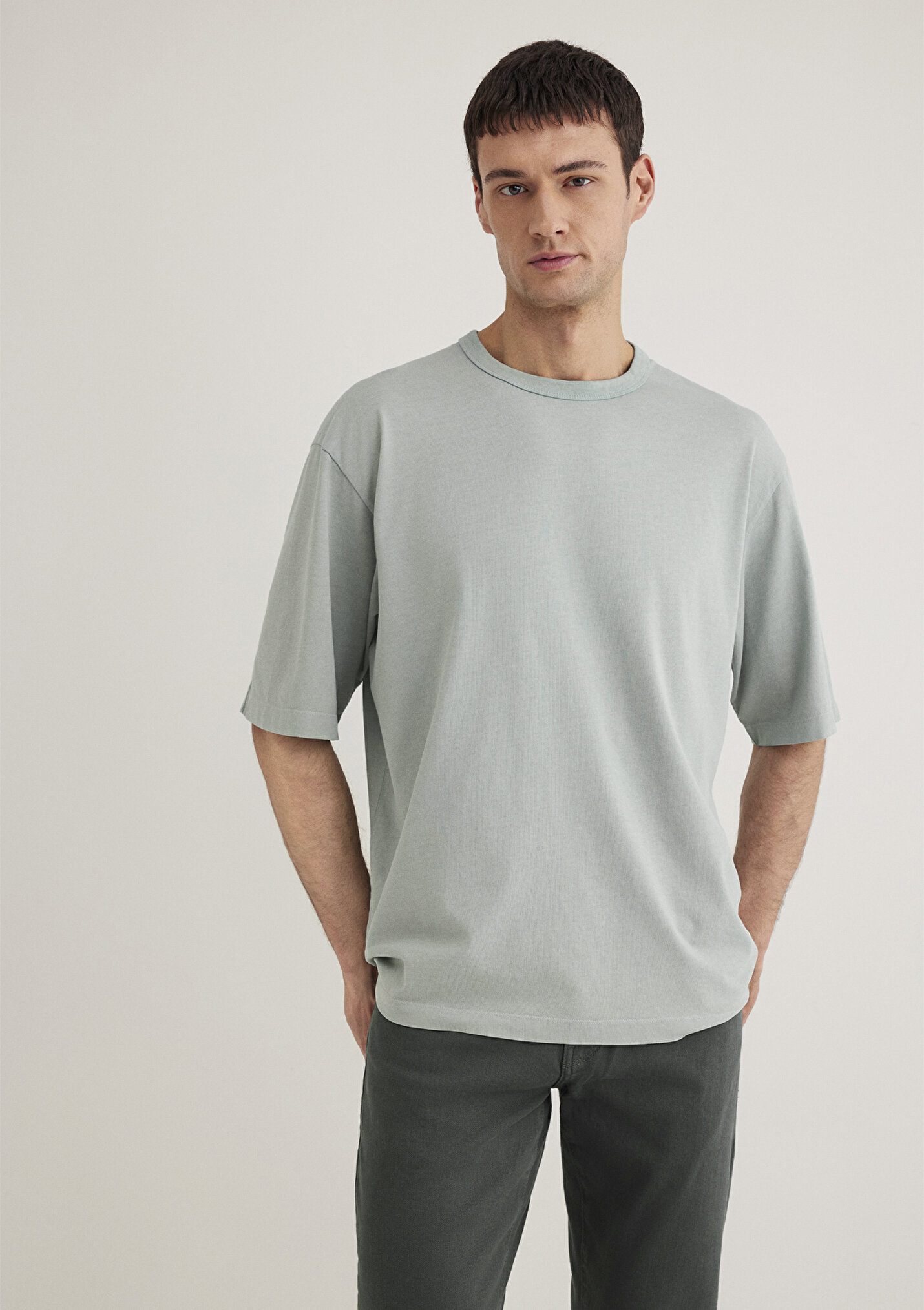 Outlet Erkek Yeşil Basic Tişört