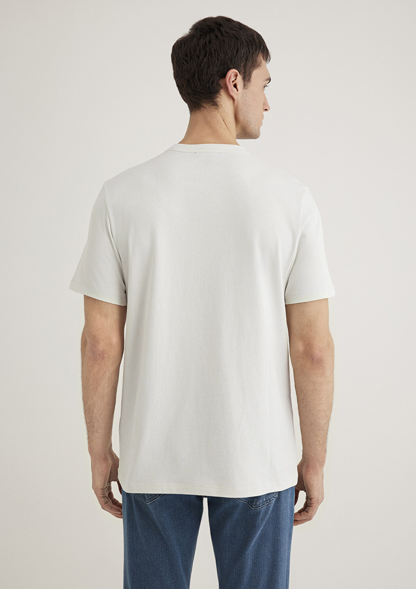 Outlet Erkek Mavi Black Baskılı Ekru Tişört