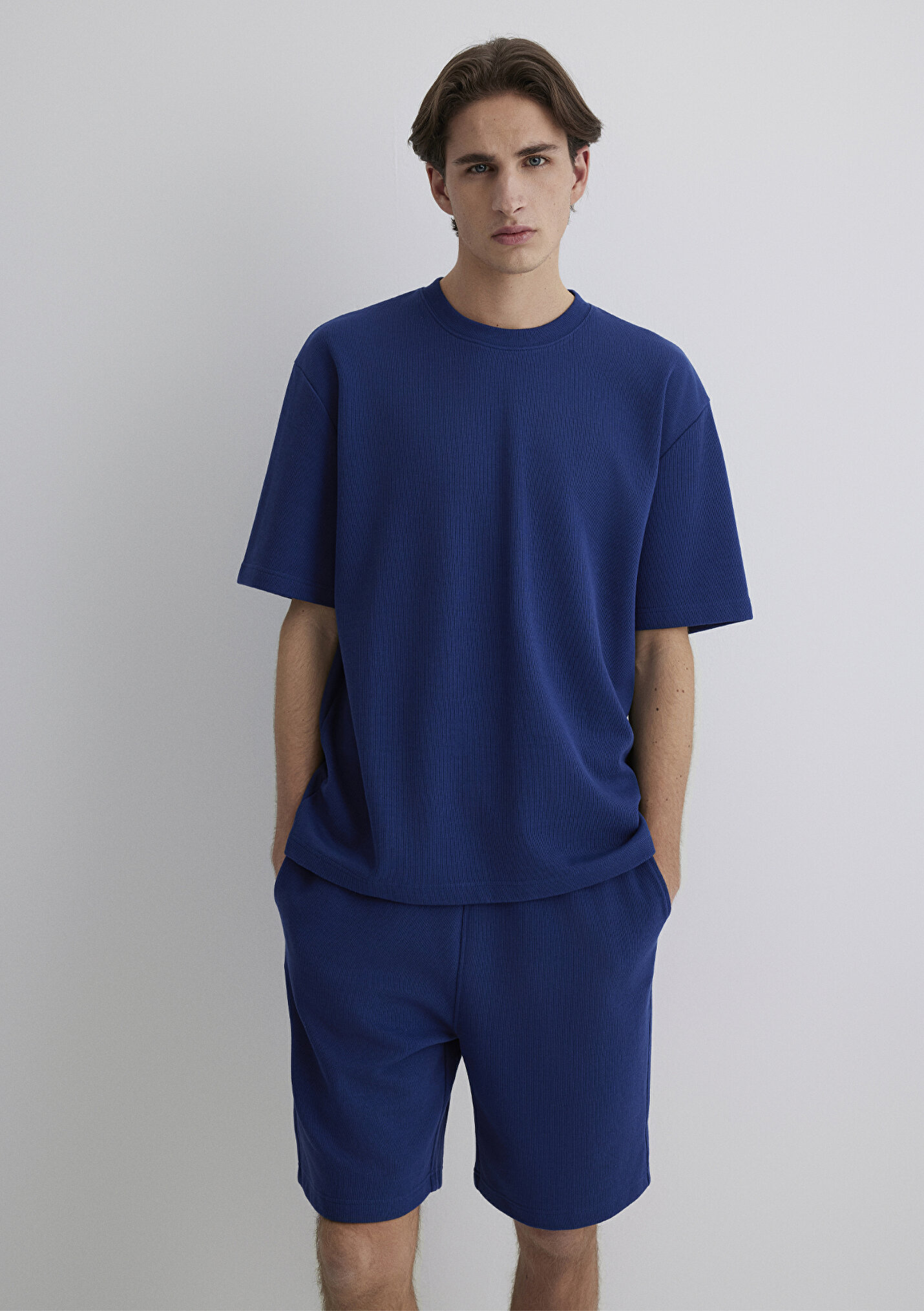 Outlet Erkek Mavi Basic Tişört