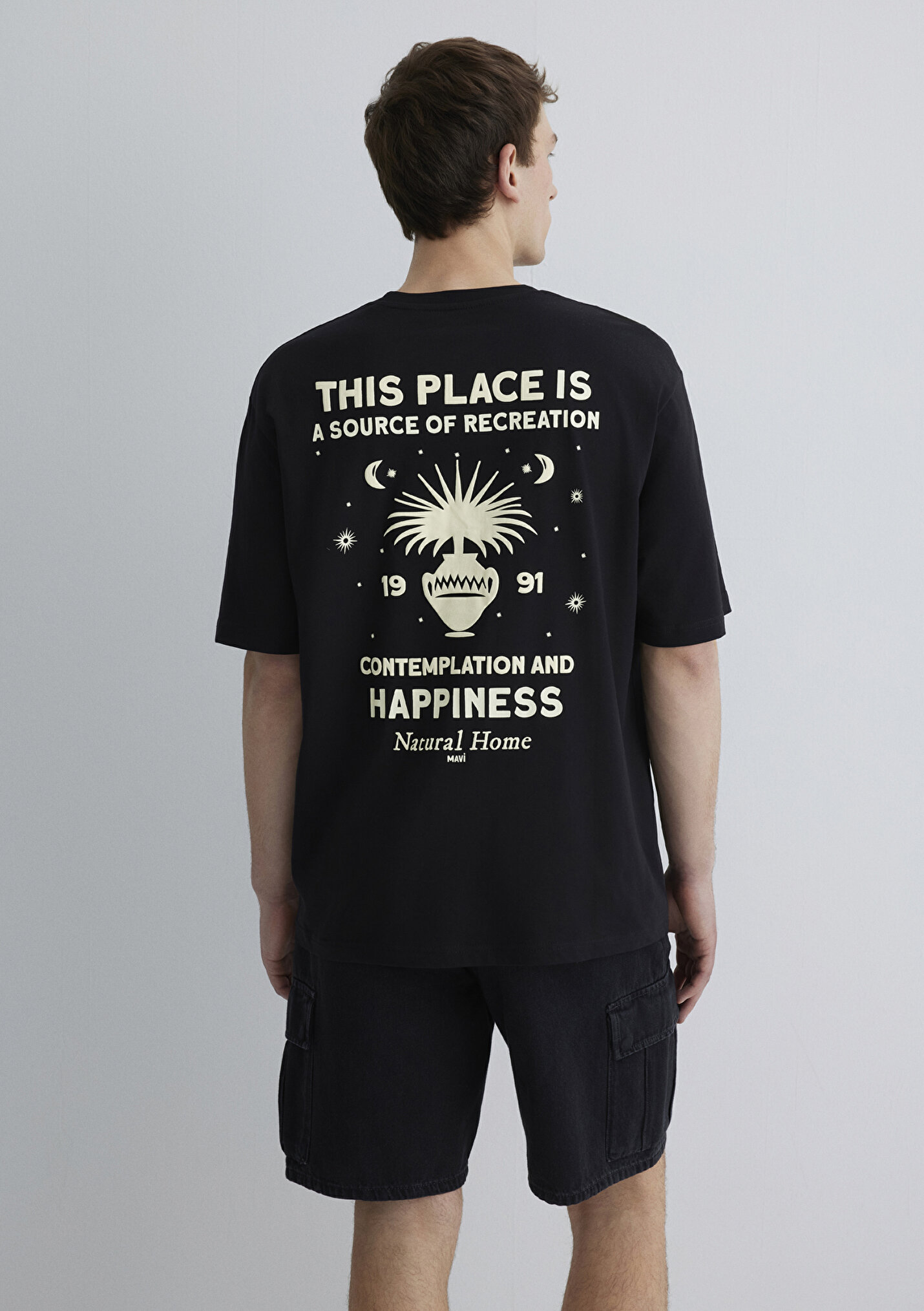 Outlet Erkek This Place Is Baskılı Siyah Tişört