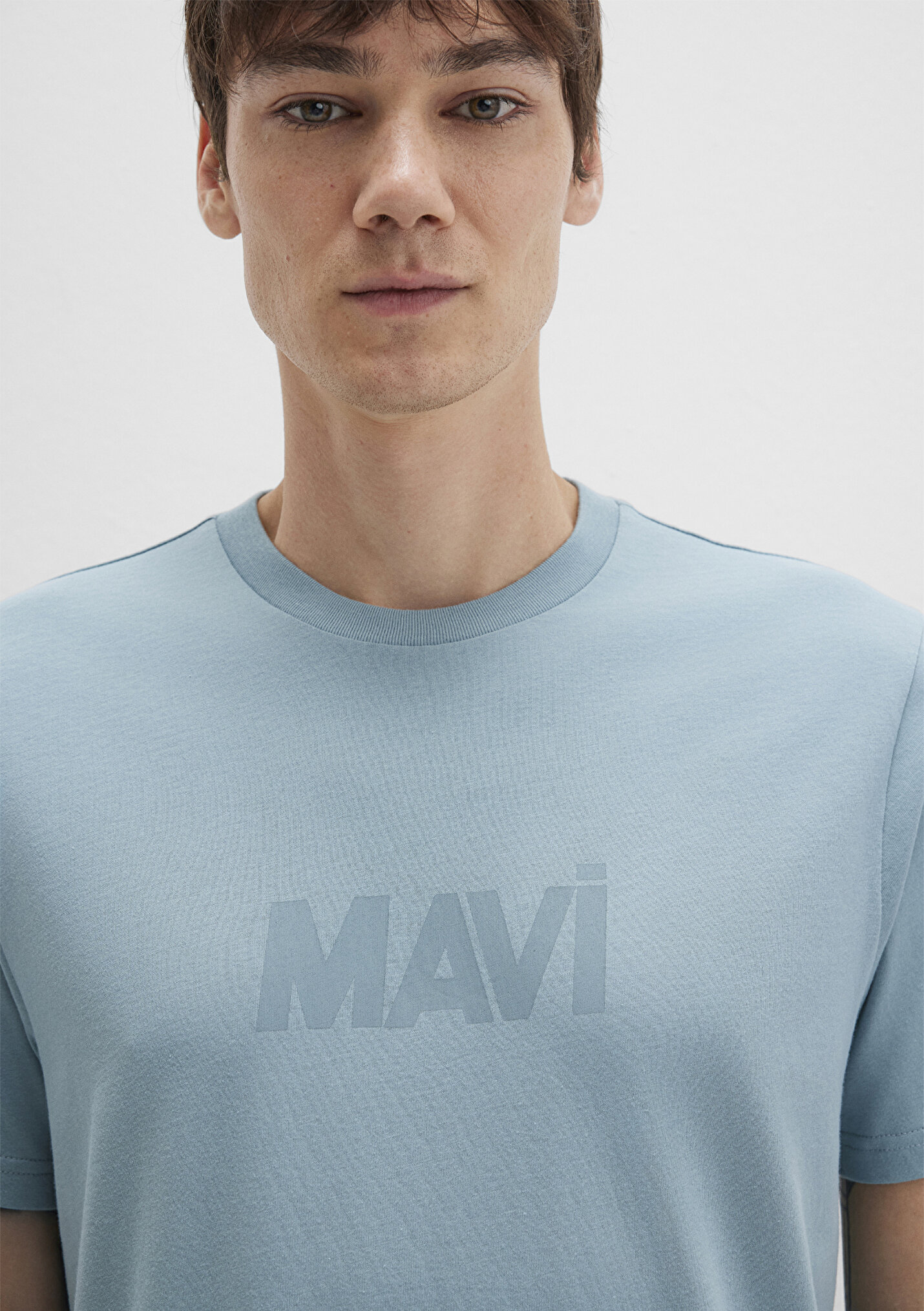 Mavi Logo Baskılı Mavi Tişört - Mavi