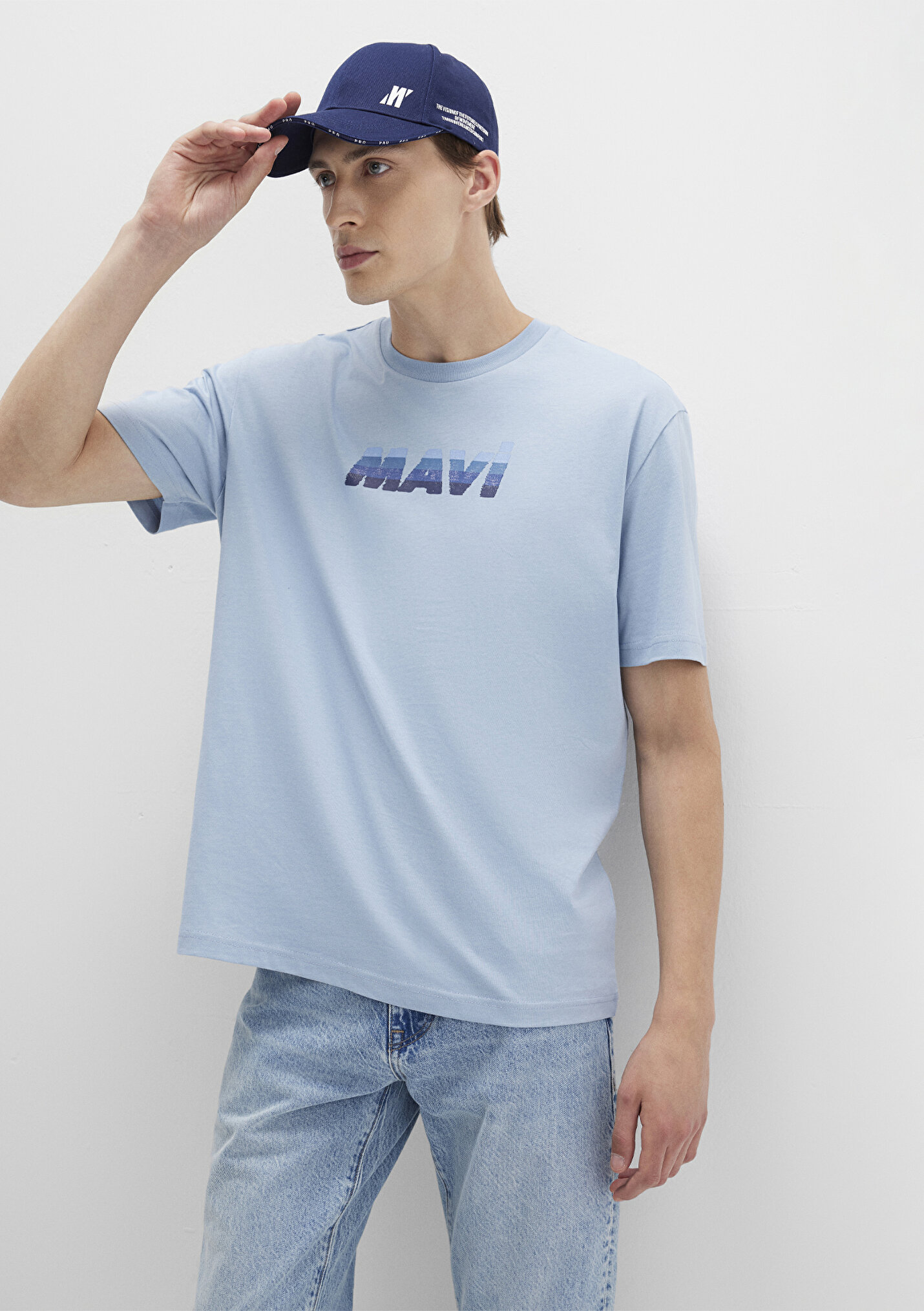 Mavi Baskılı Mavi Tişört - Mavi