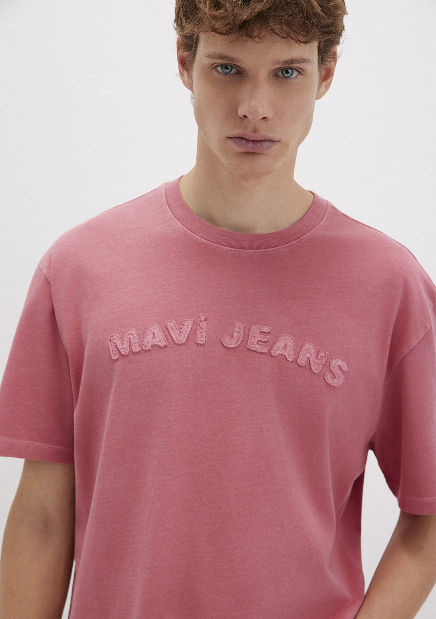 Erkek Mavi Jeans Baskılı Pembe Tişört