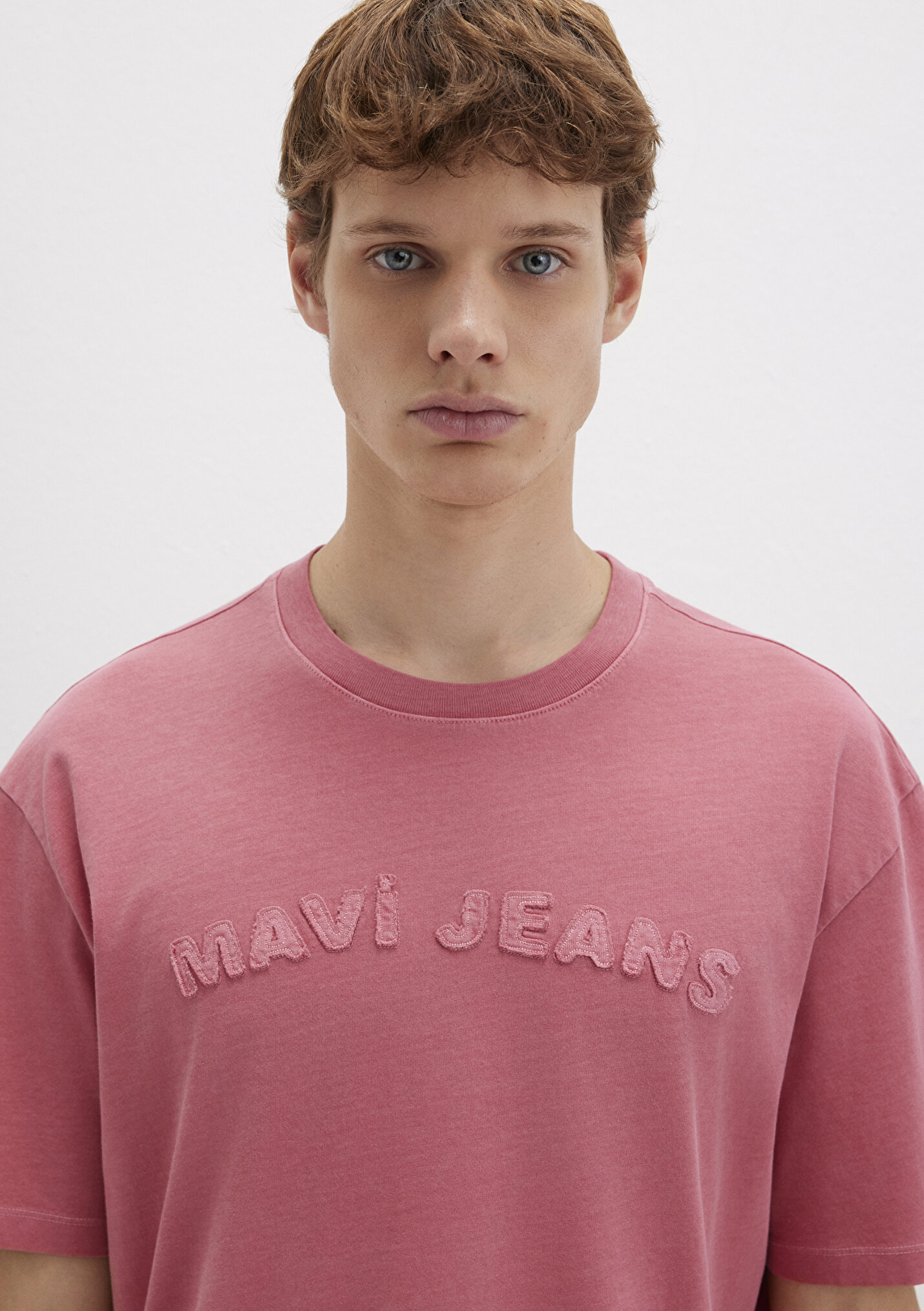 Erkek Mavi Jeans Baskılı Pembe Tişört