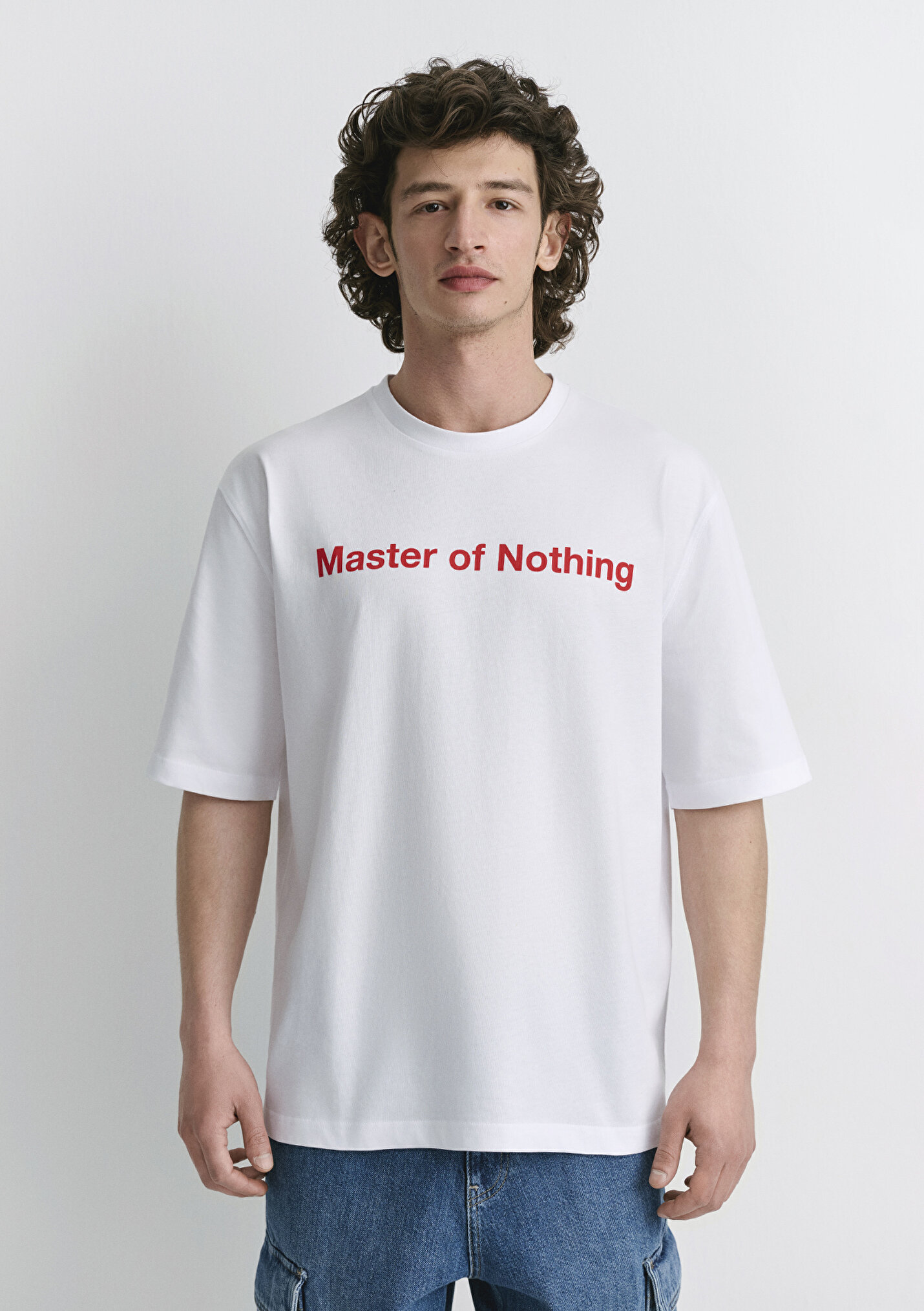 Outlet Erkek Master of Nothing Baskılı Beyaz Tişört