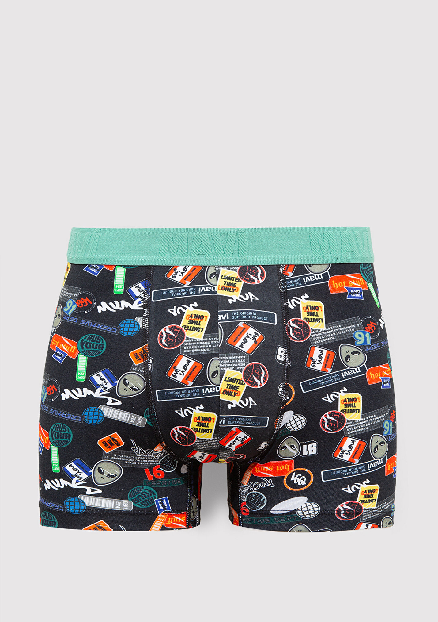 Erkek Baskılı Siyah Boxer