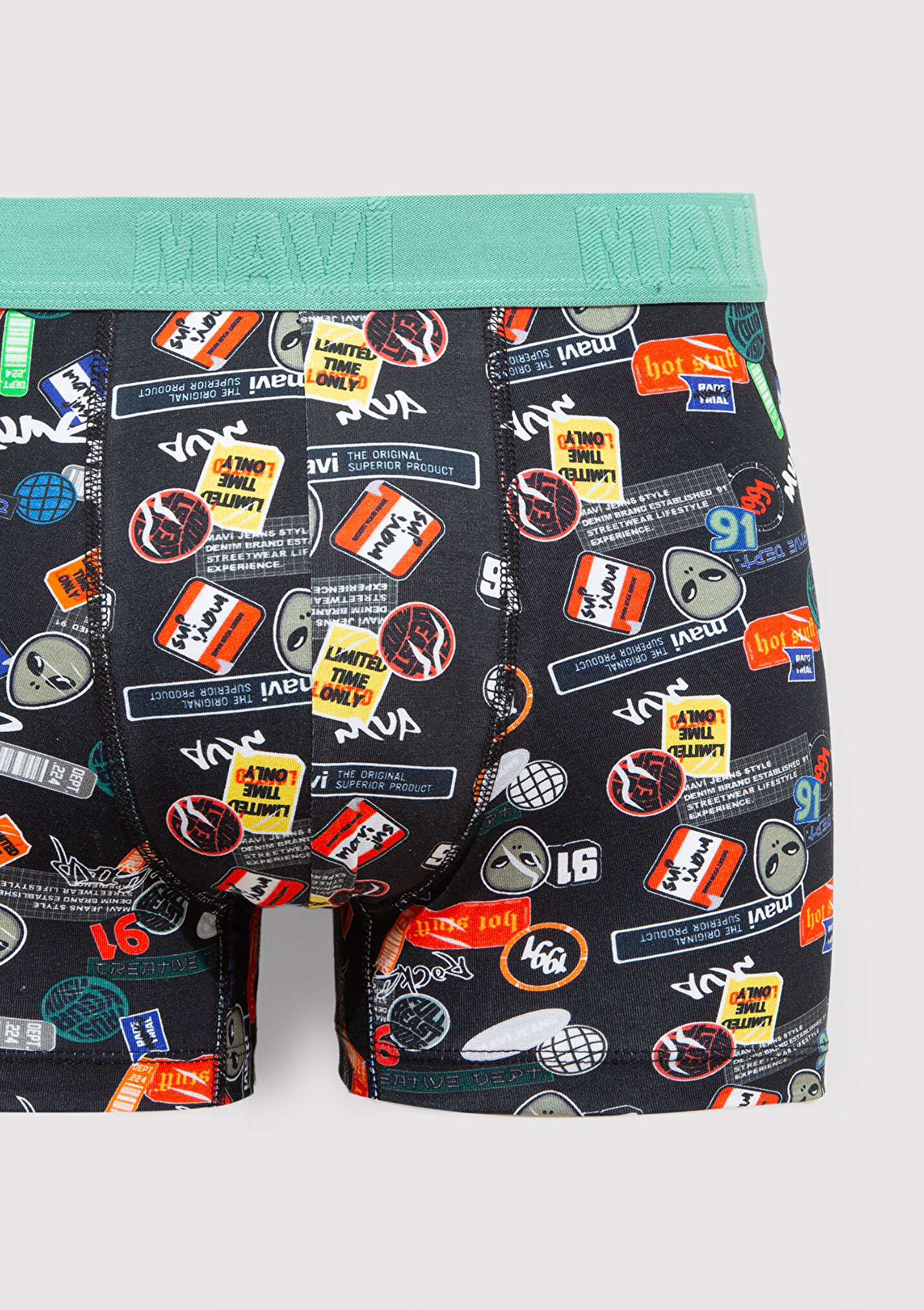 Erkek Baskılı Siyah Boxer