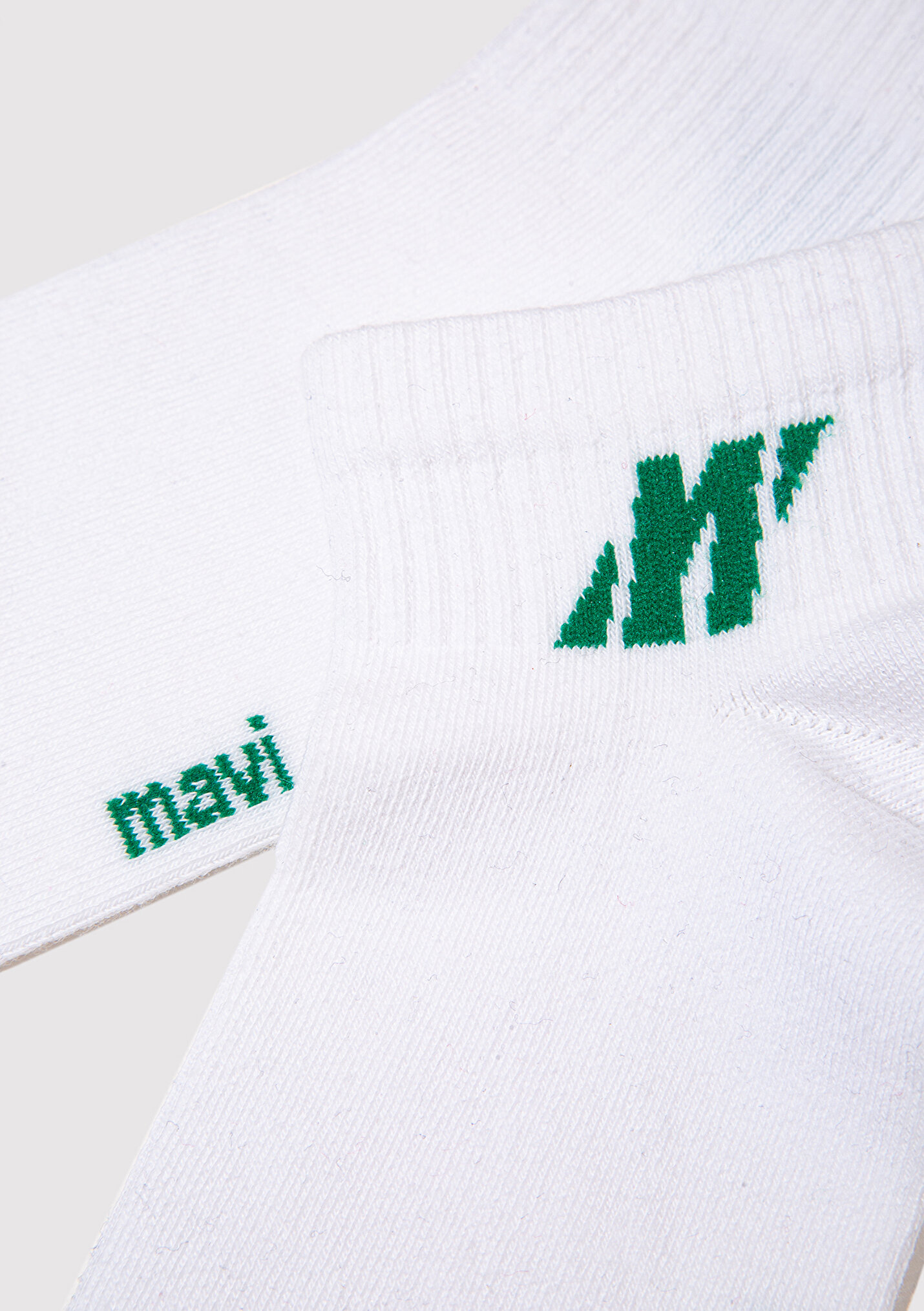 Beyaz Patik Çorap - Mavi