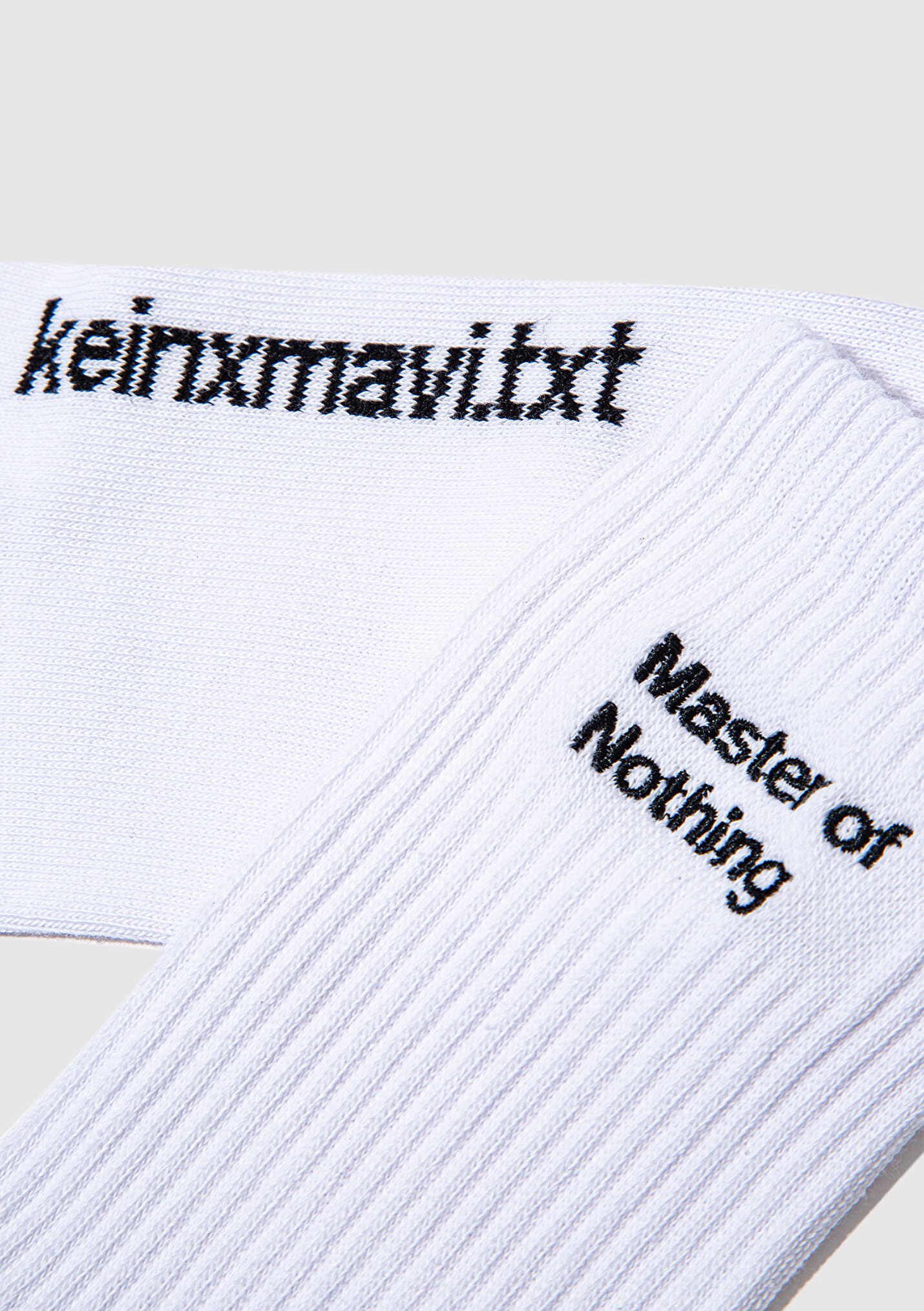 Master of Nothing Nakışlı Beyaz Soket Çorap - Mavi