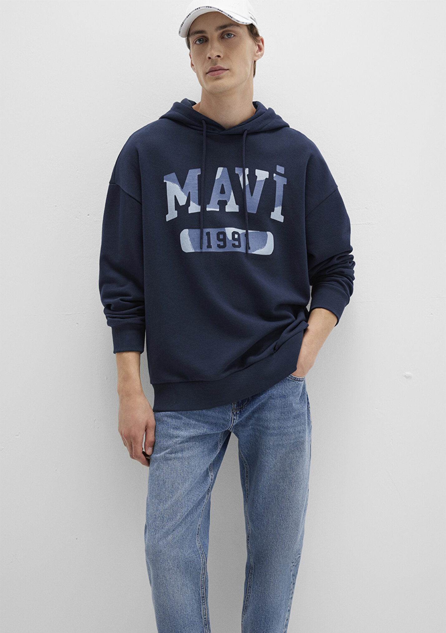 Erkek Mavi Baskılı Lacivert Sweatshirt