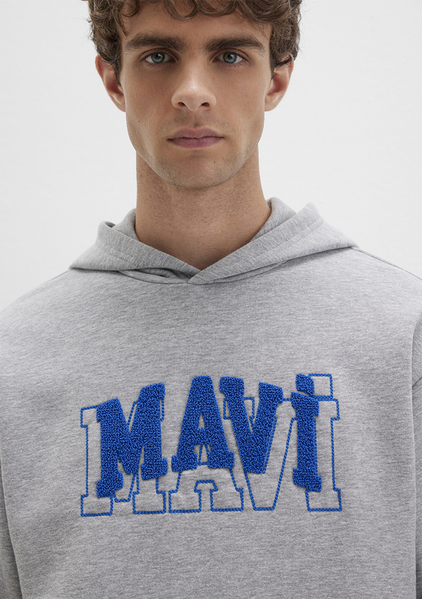 Outlet Erkek Mavi Logo Gri Sweatshirt