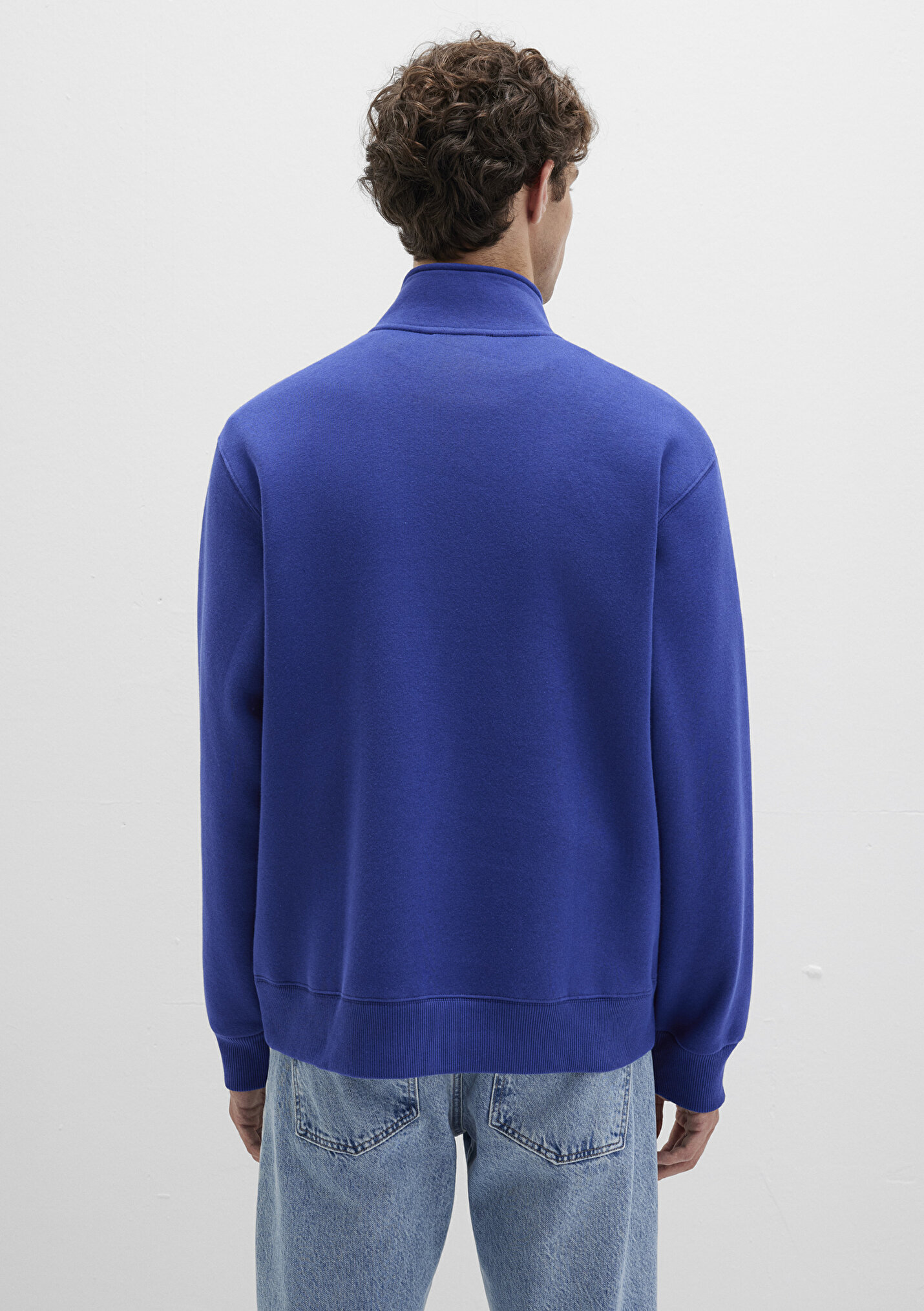 Outlet Erkek Winners Club Baskılı Mavi Polo Sweatshirt