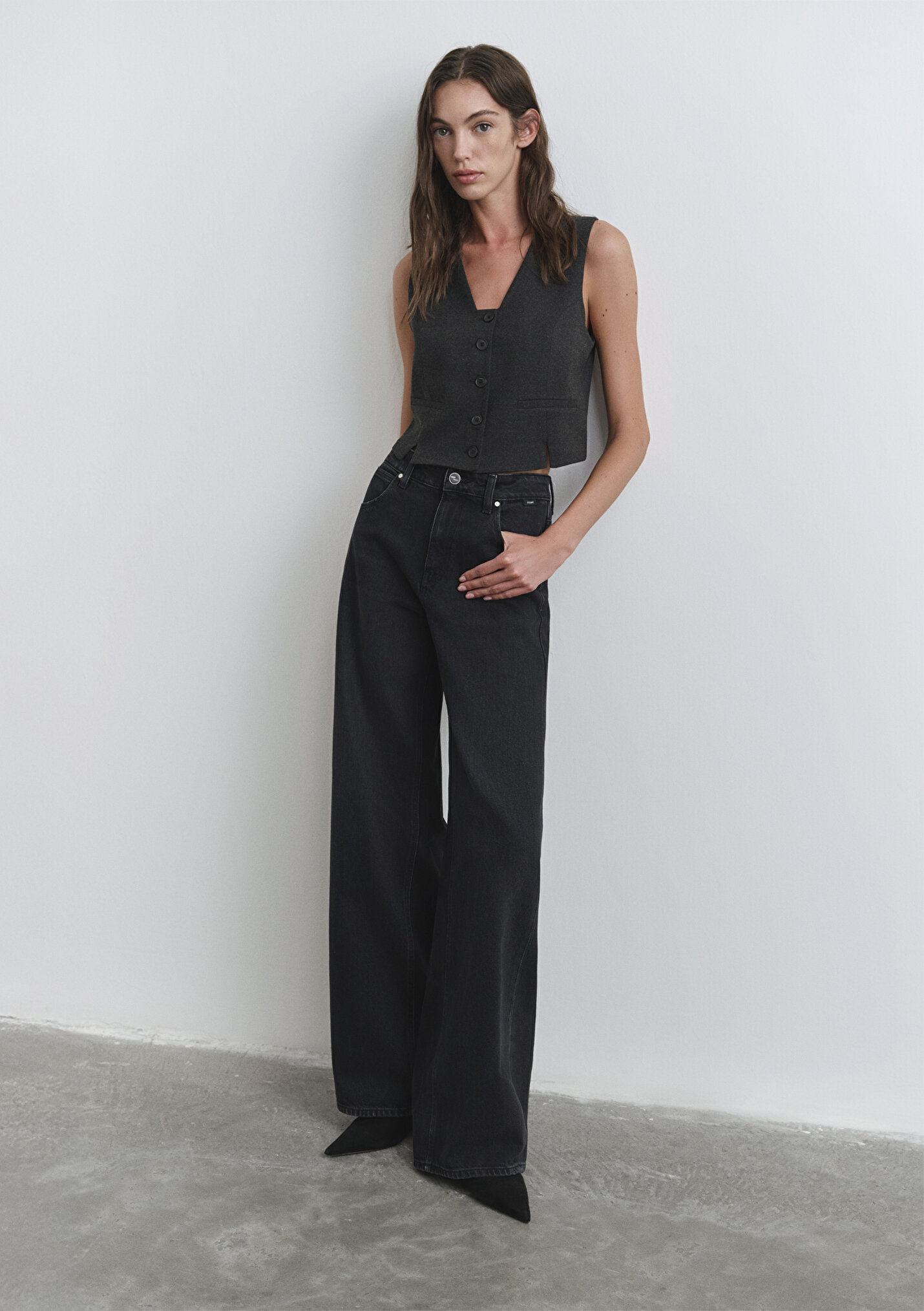 Kadın Siena Iconic Koyu Gri Smoke Jean Pantolon