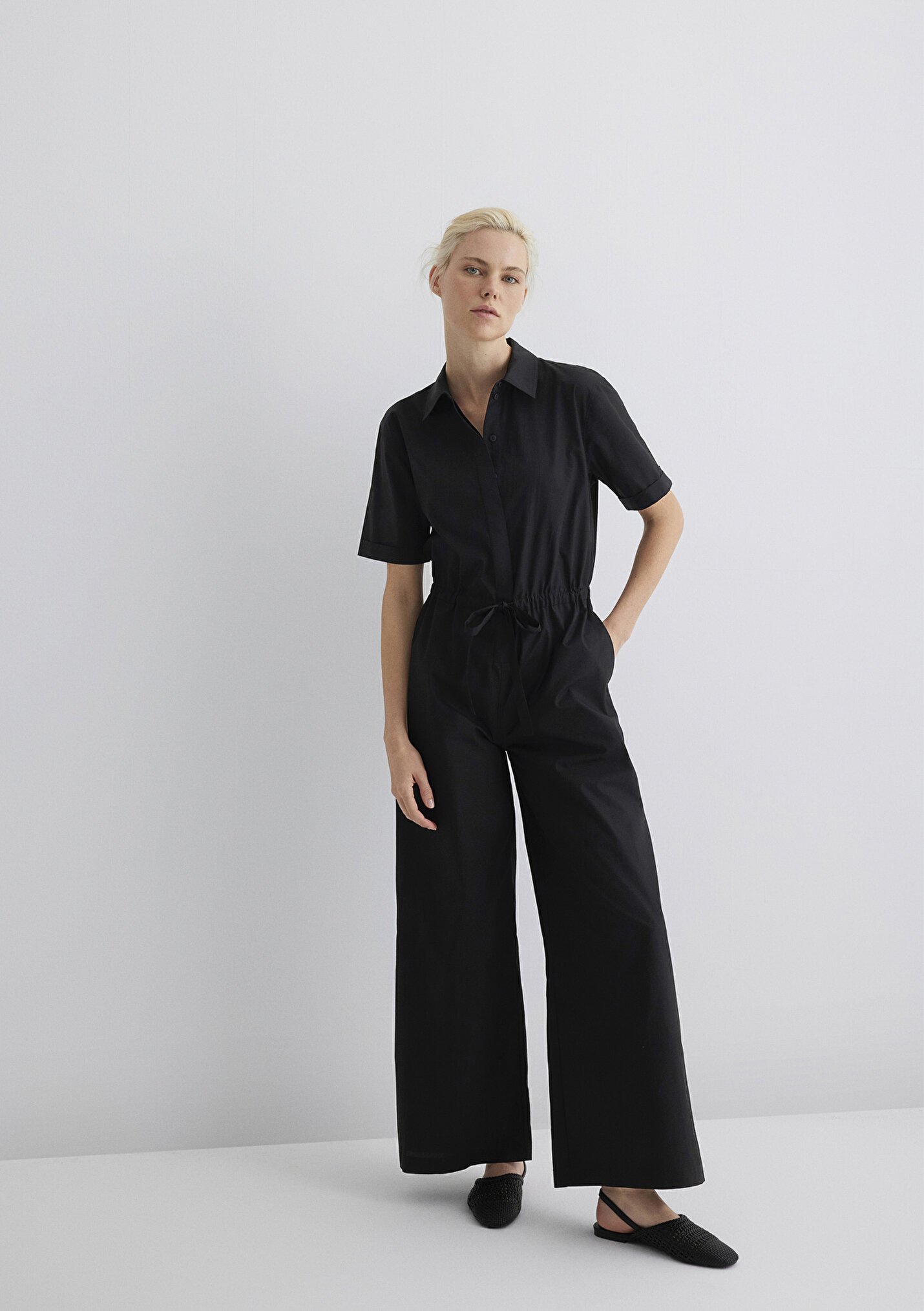 Outlet Kadın Siyah Tulum