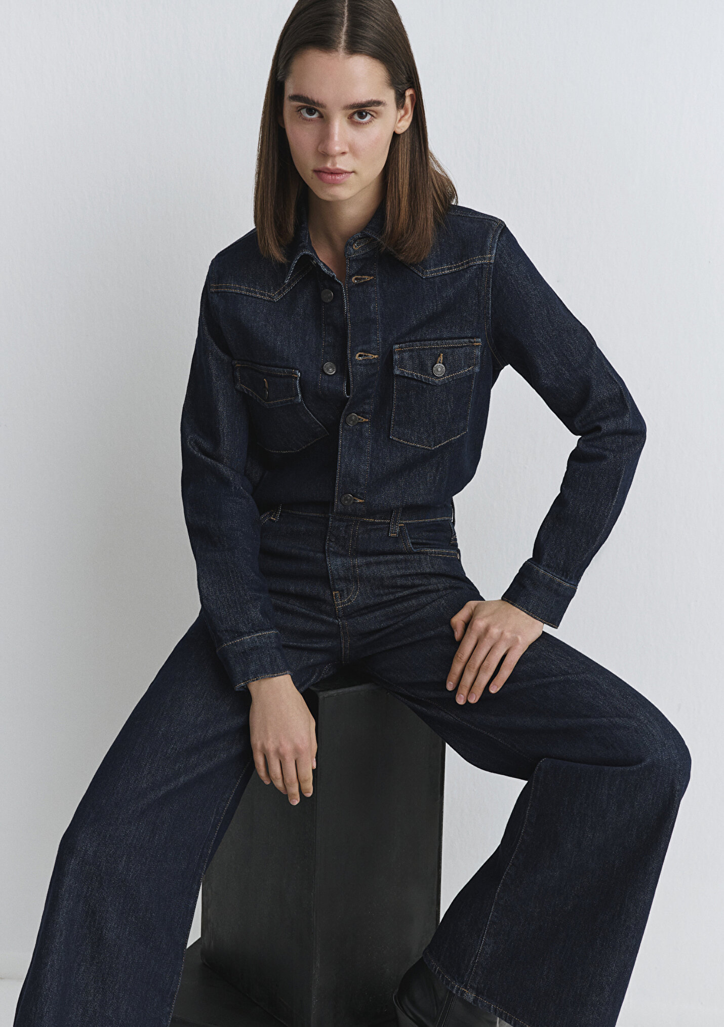 Outlet Kadın Sylvie Classic Denim Koyu Mavi Jean Tulum