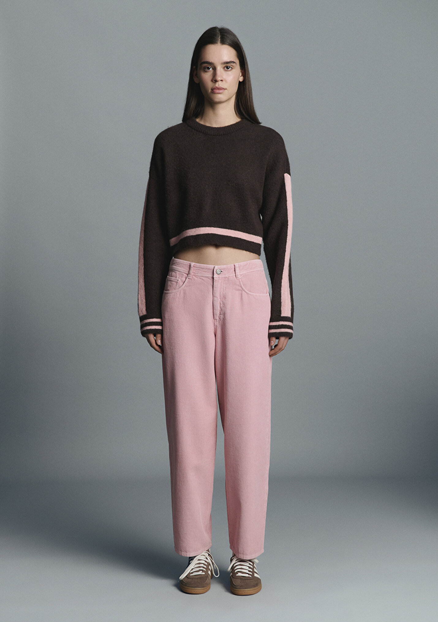 Kadın Pembe Kadife Pantolon