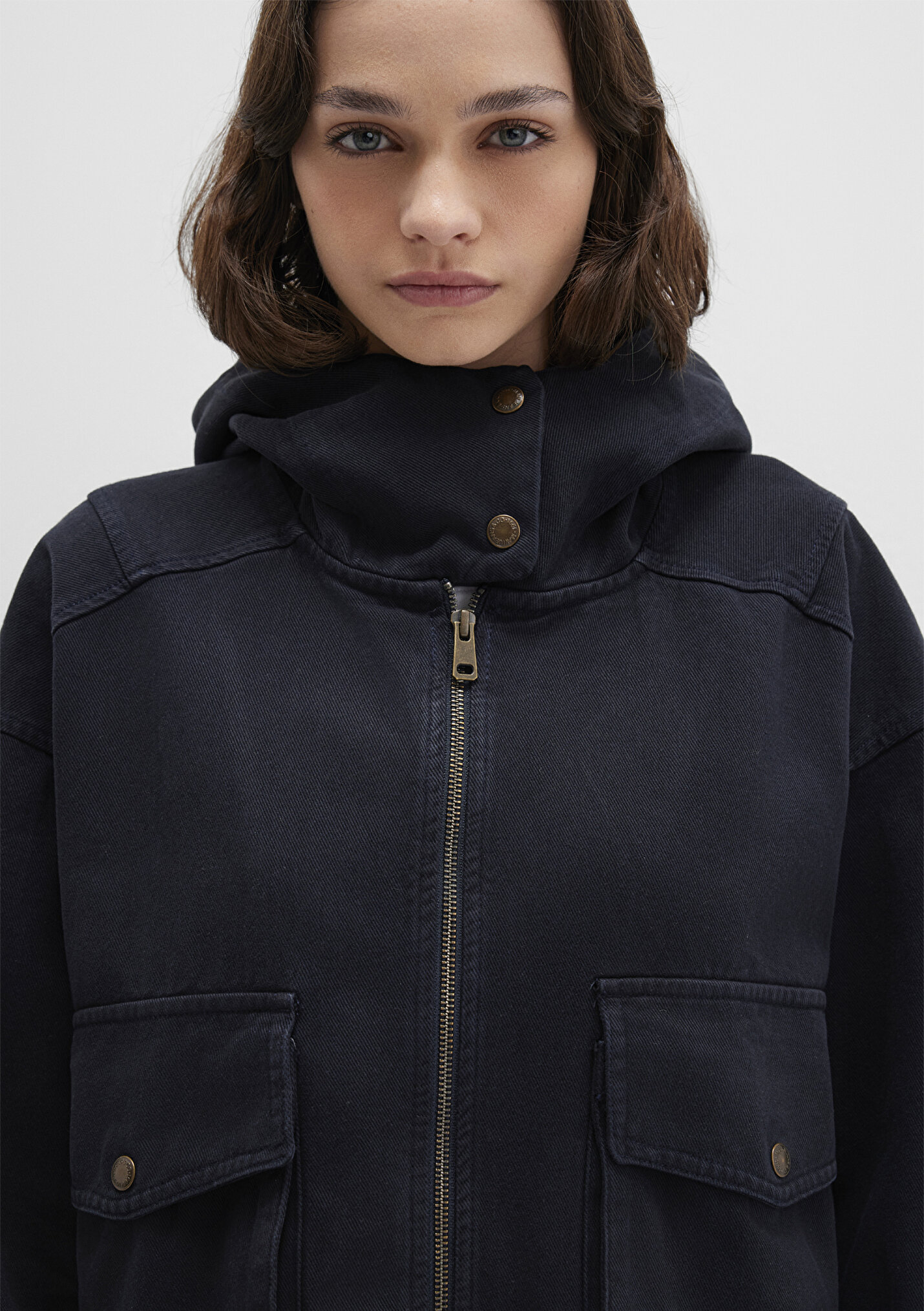 Kadın Cep Detaylı Antrasit Ceket