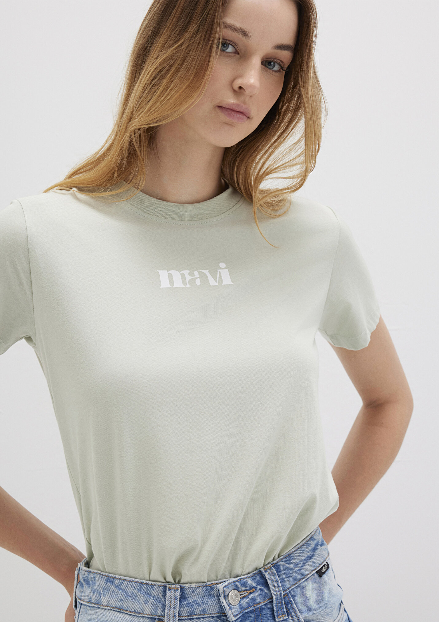 Kadın Mavi Baskılı Yeşil Tişört