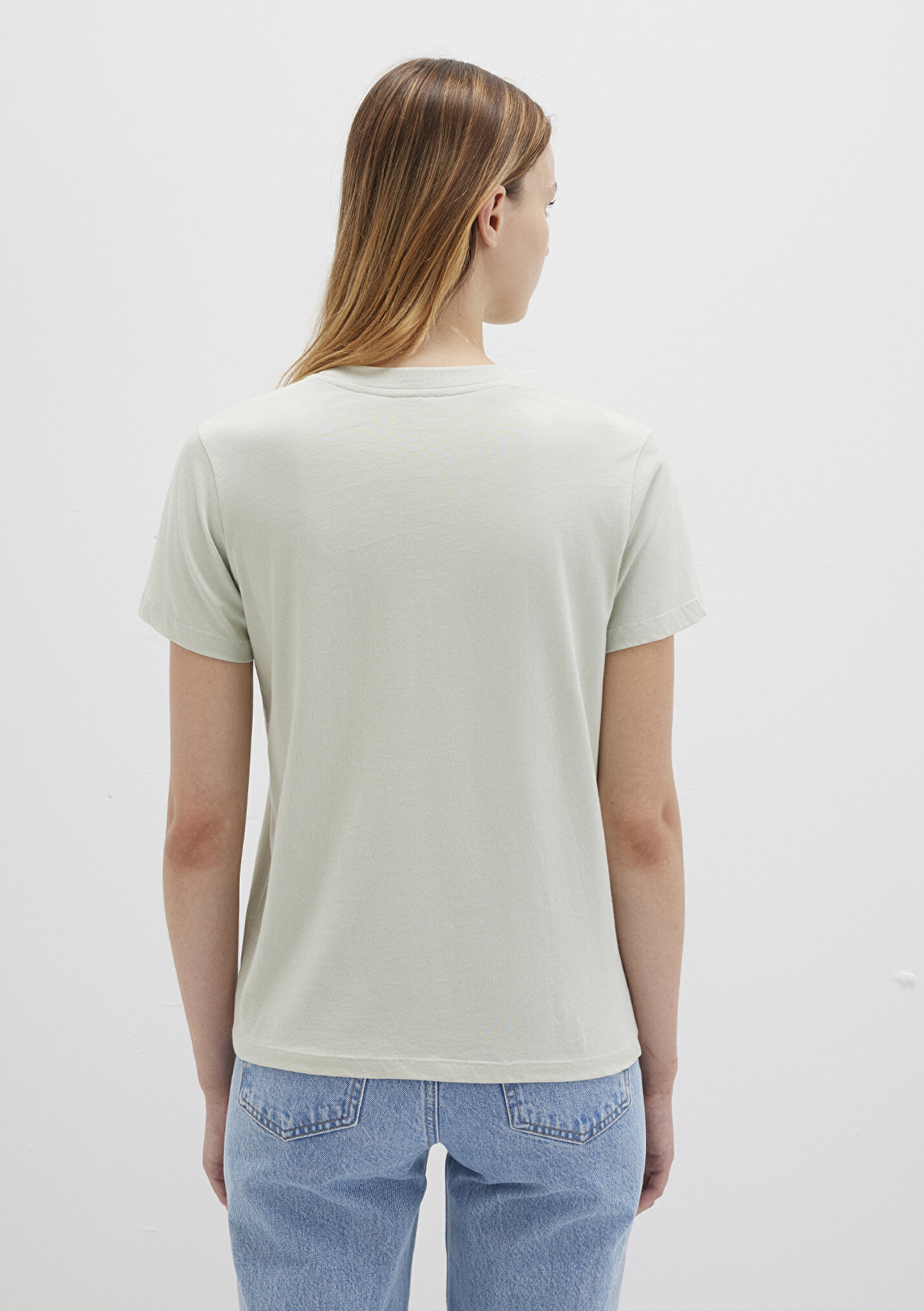 Kadın Mavi Baskılı Yeşil Tişört