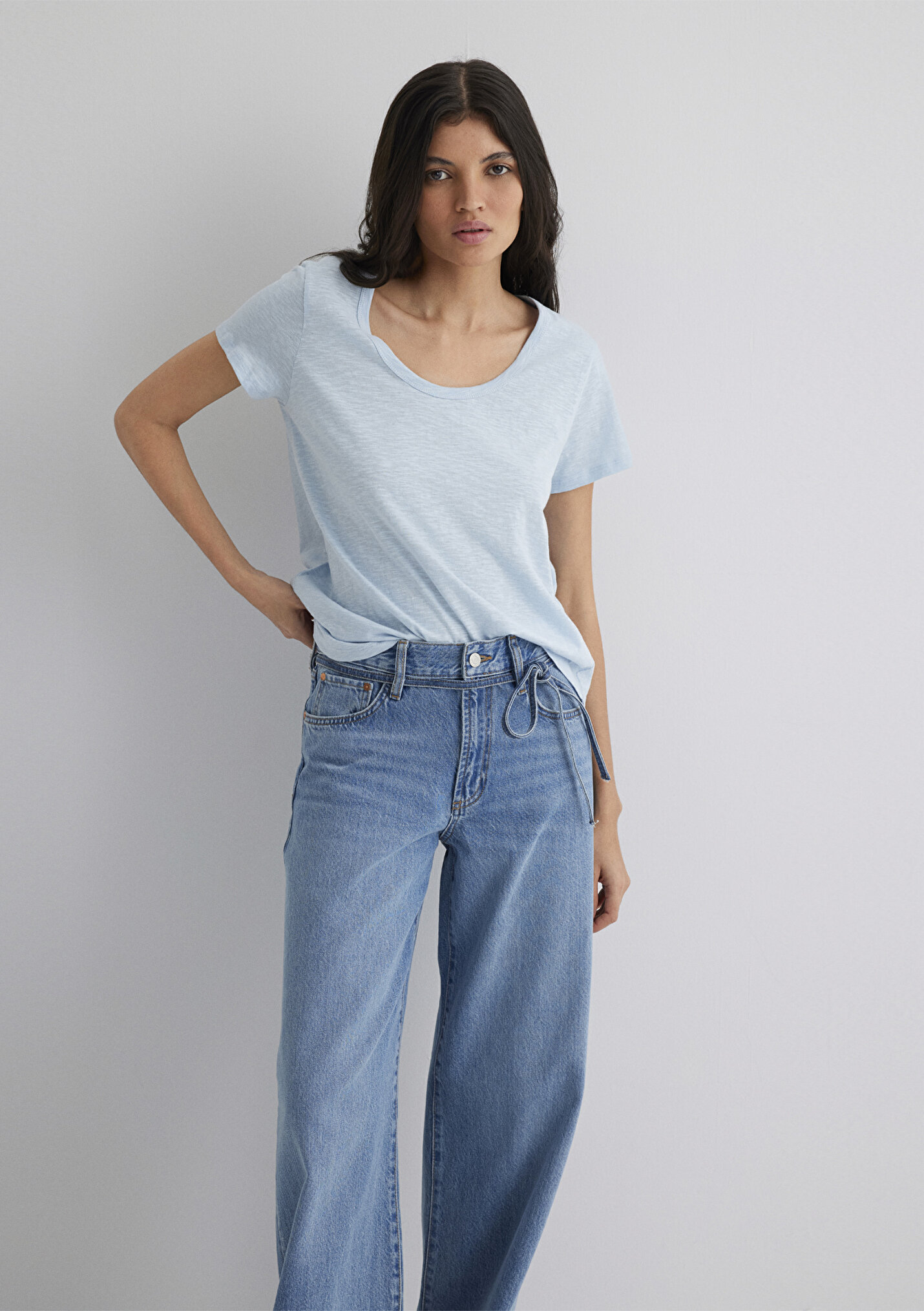 Kadın Mavi Basic Tişört