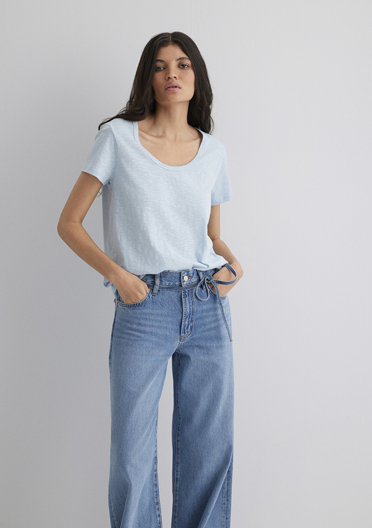 Kadın Mavi Basic Tişört