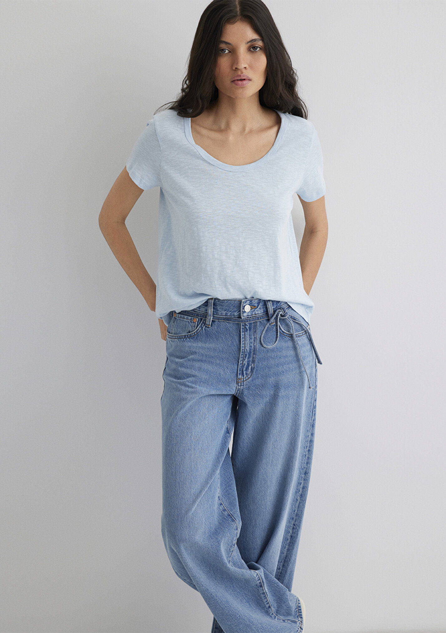 Kadın Mavi Basic Tişört