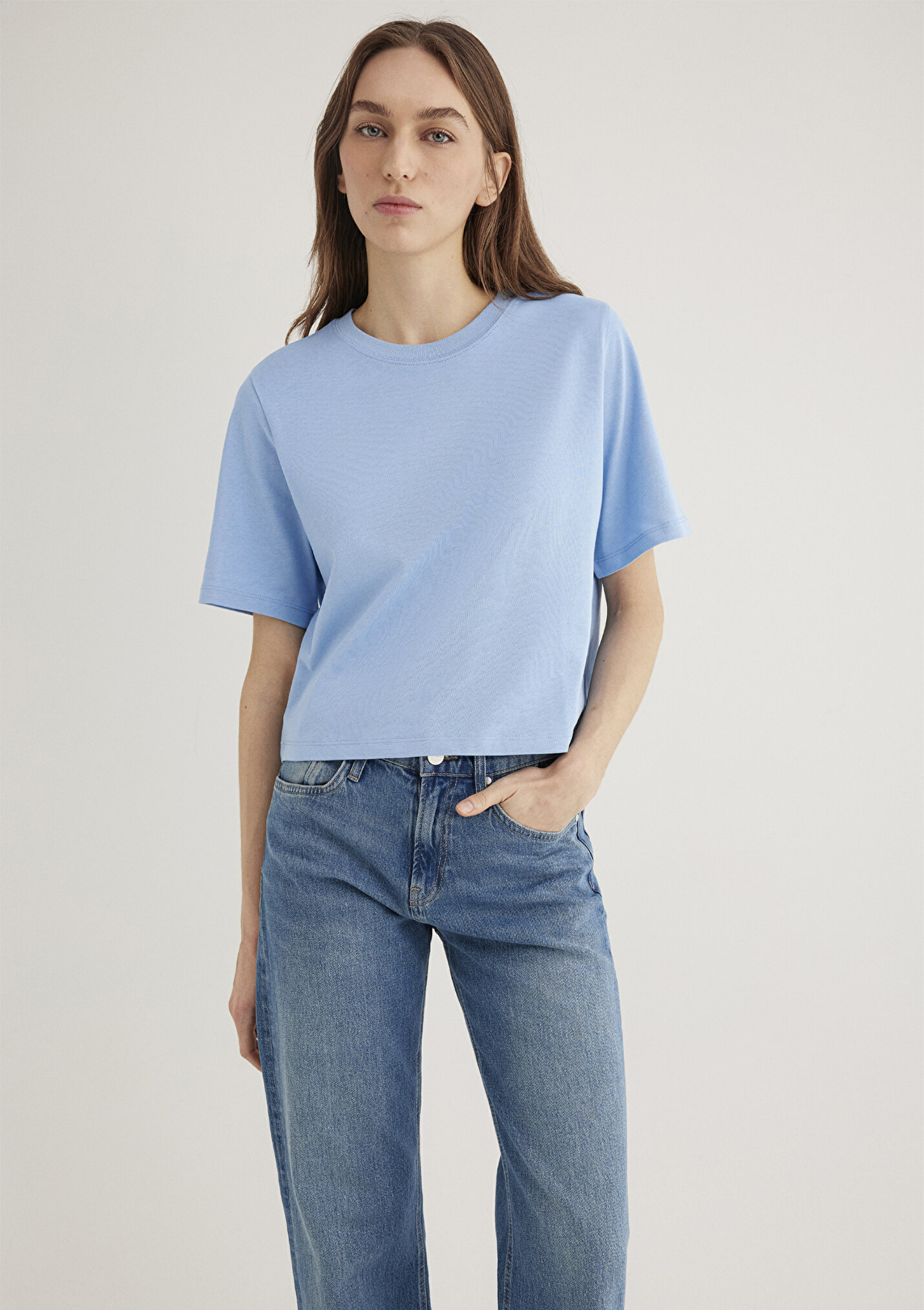 Kadın Mavi Basic Tişört
