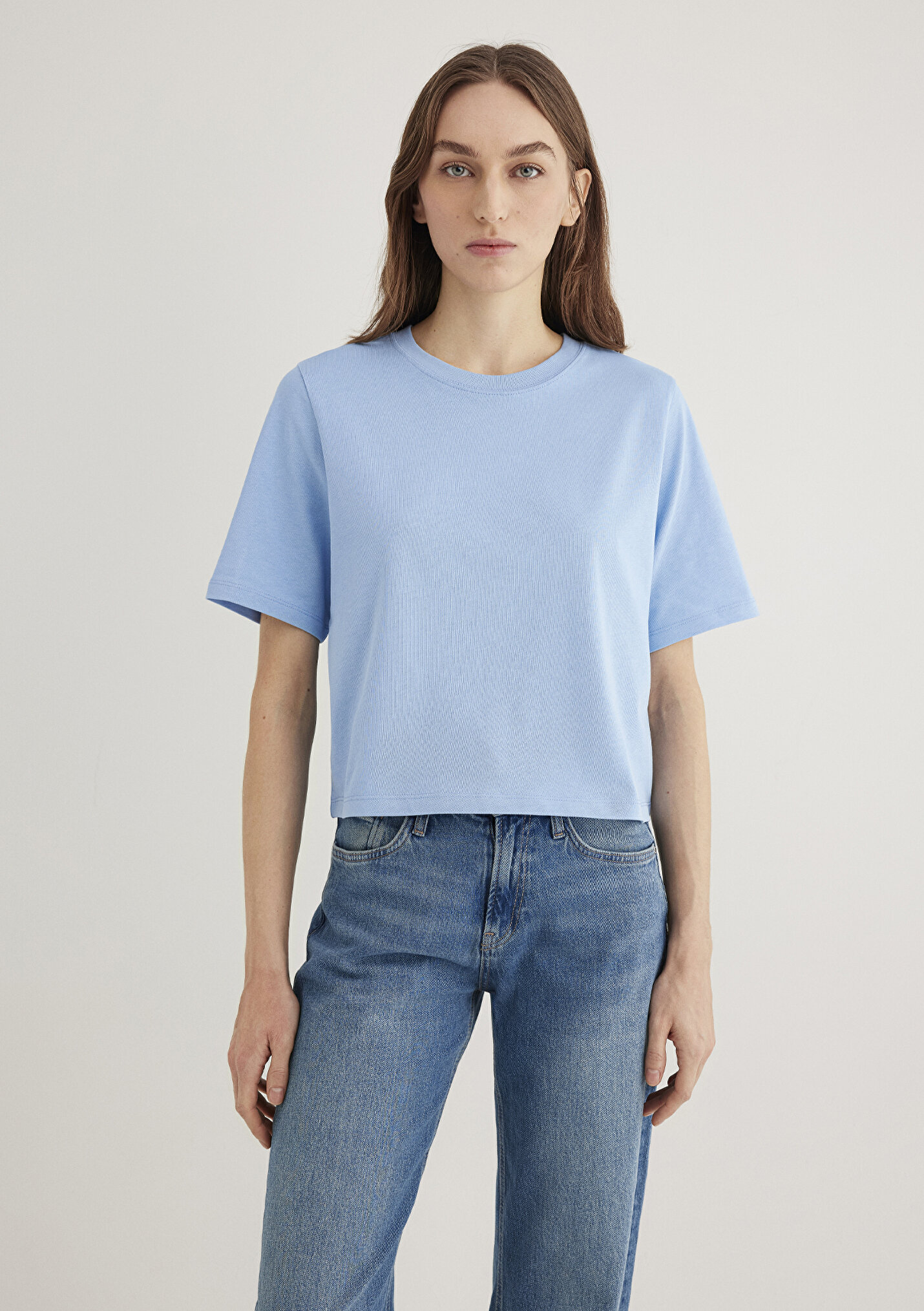 Kadın Mavi Basic Tişört