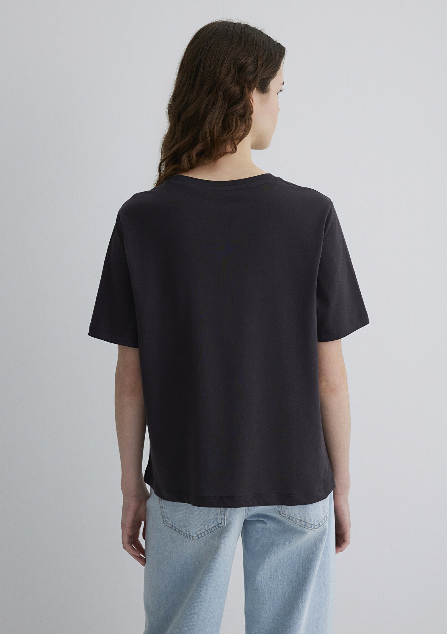 Outlet Kadın Malibu Baskılı Antrasit Tişört