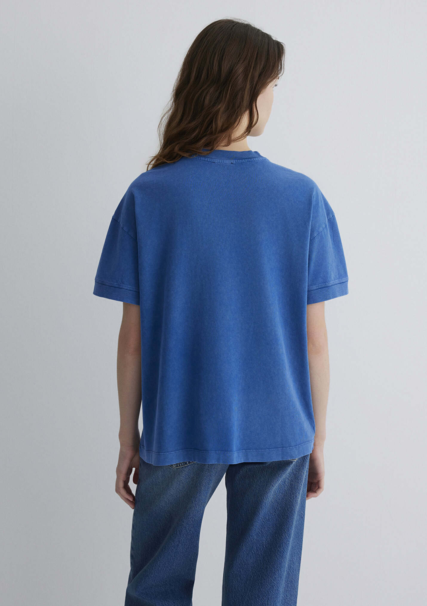 Outlet Kadın Mavi Baskılı Mavi Tişört