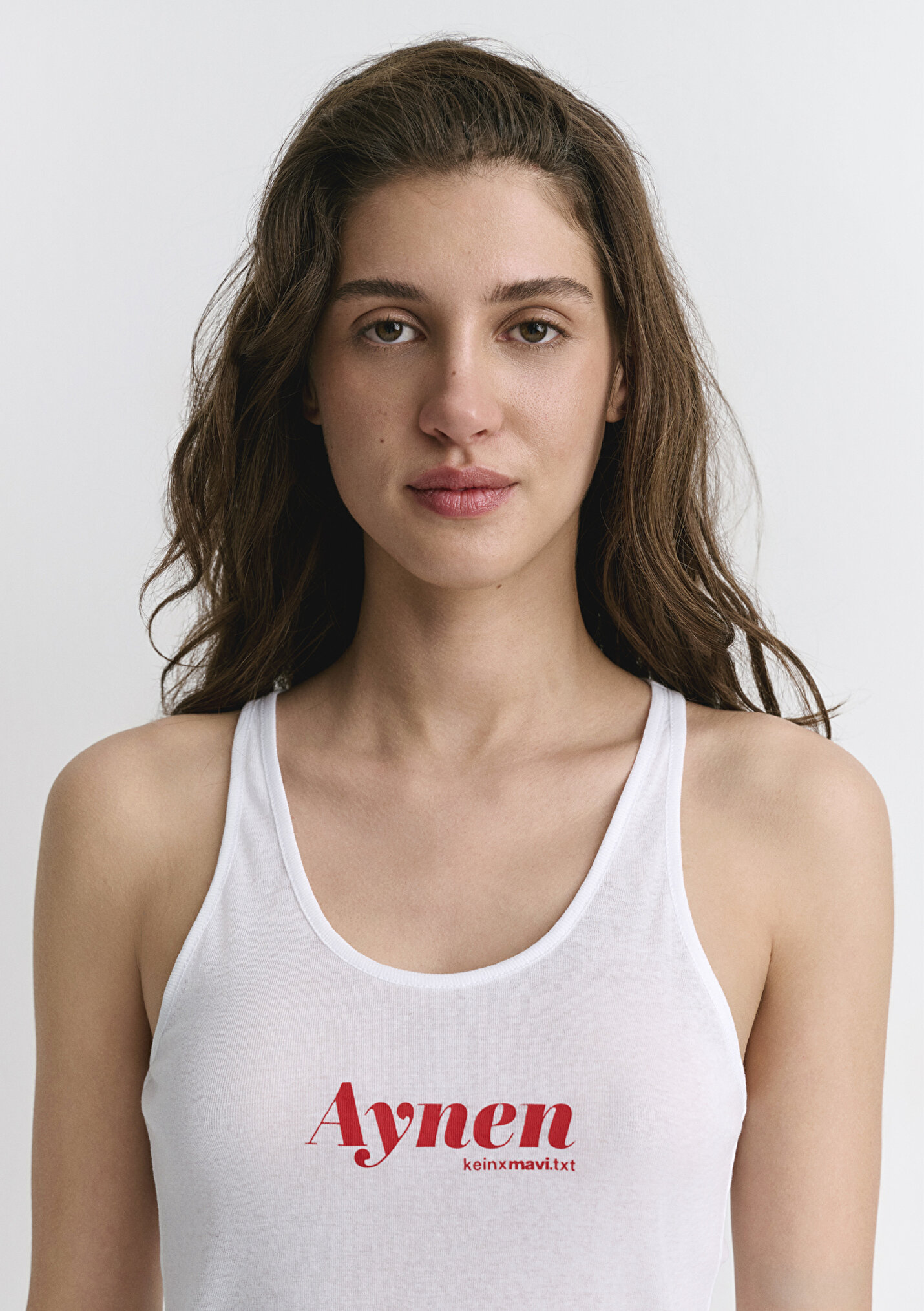 Outlet Kadın Aynen Baskılı Beyaz Atlet