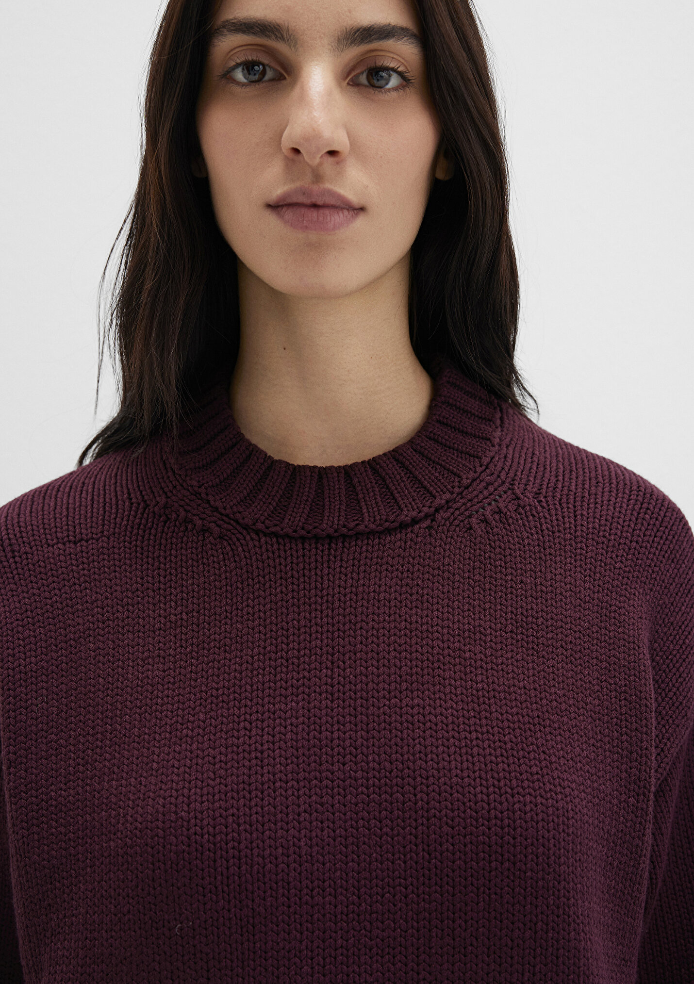 Kadın Bisiklet Yaka Bordo Kazak