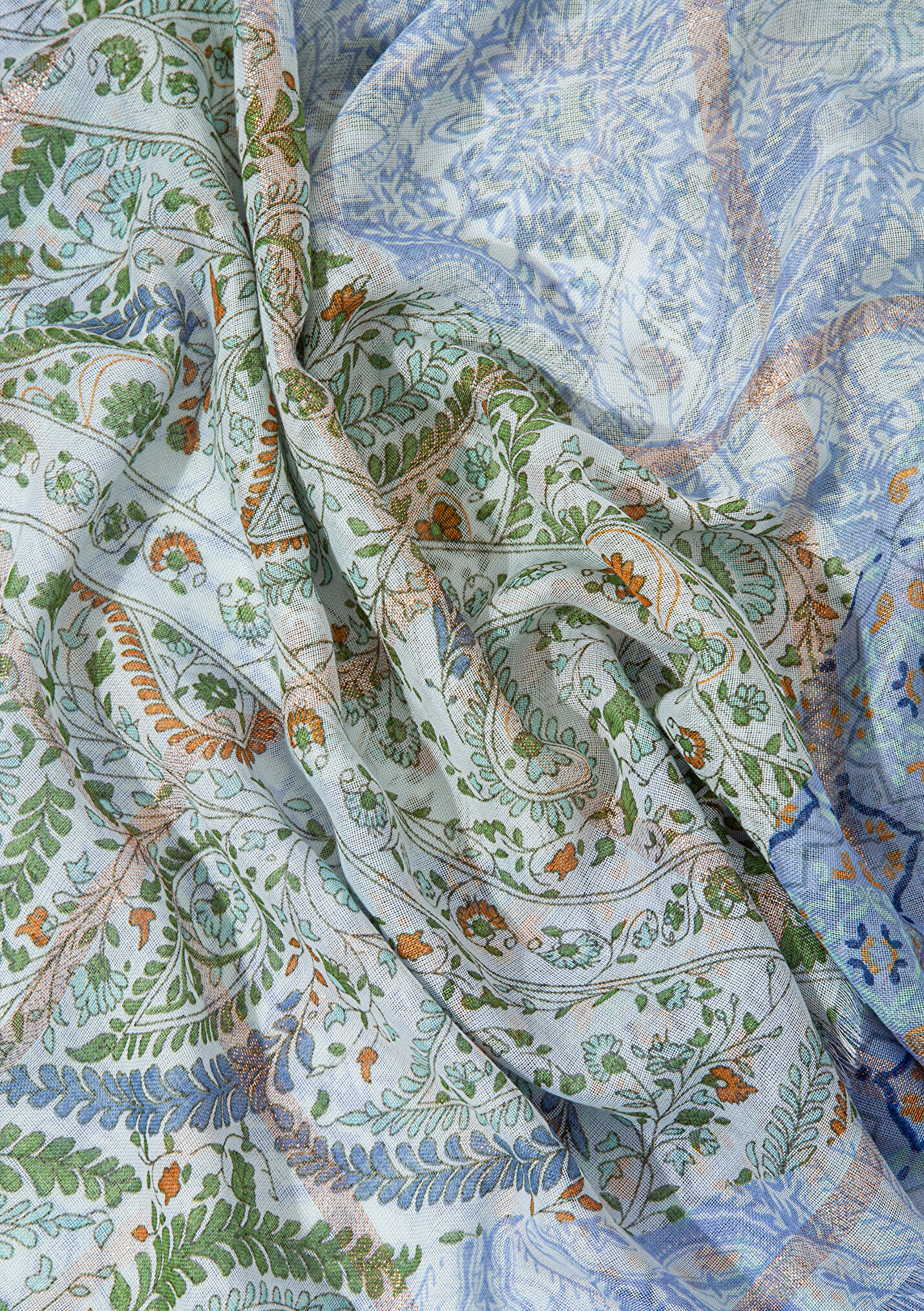 Kadın Baskılı Mavi Şal