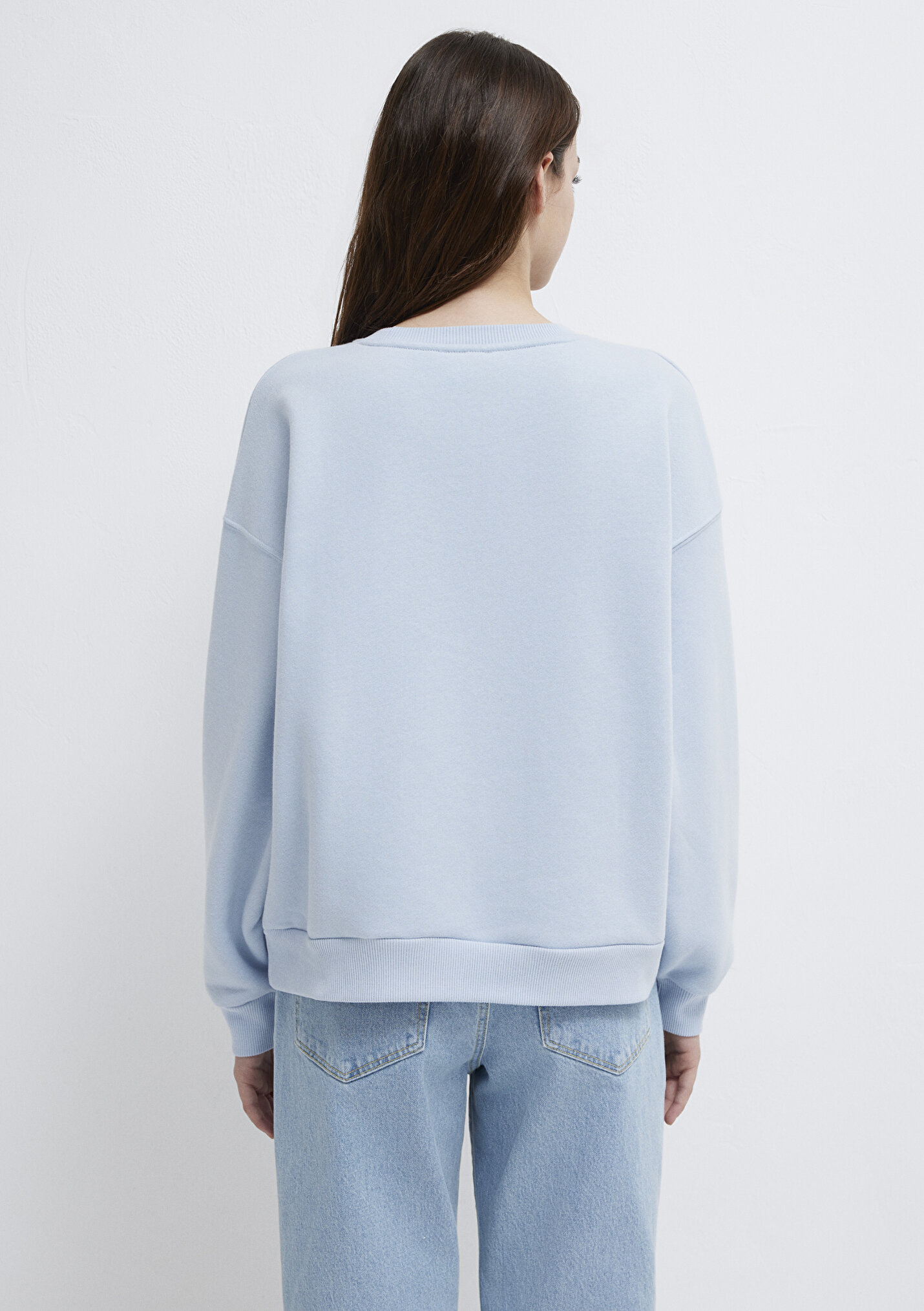 Kadın Mavi Logo Baskılı Mavi Sweatshirt