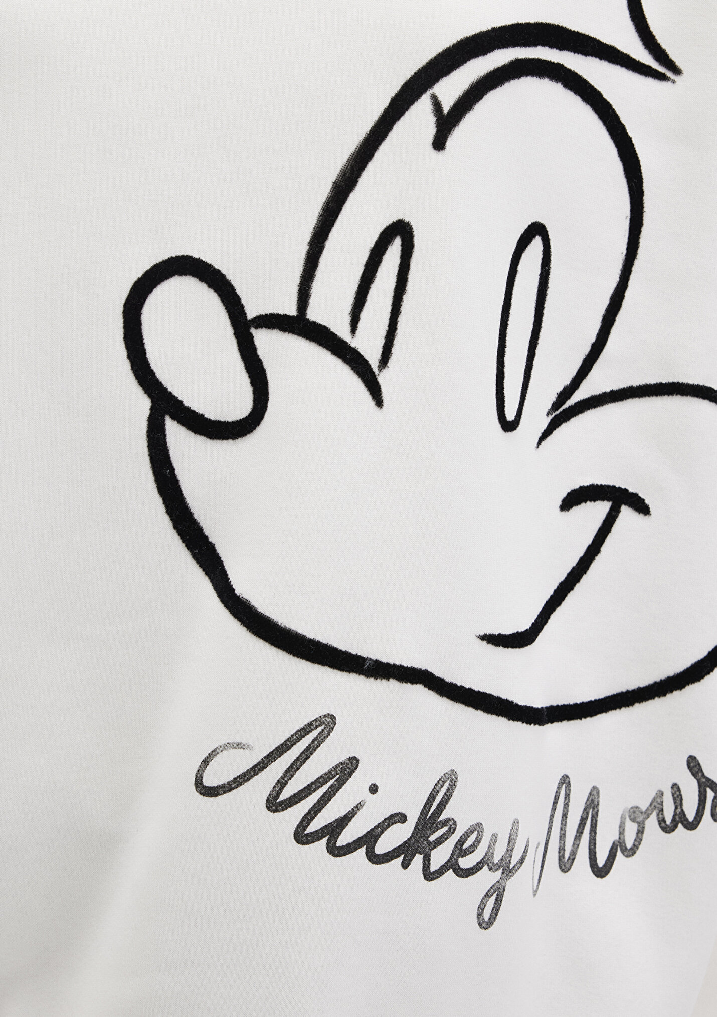 Outlet Kadın Mickey Mouse Baskılı Ekru Sweatshirt