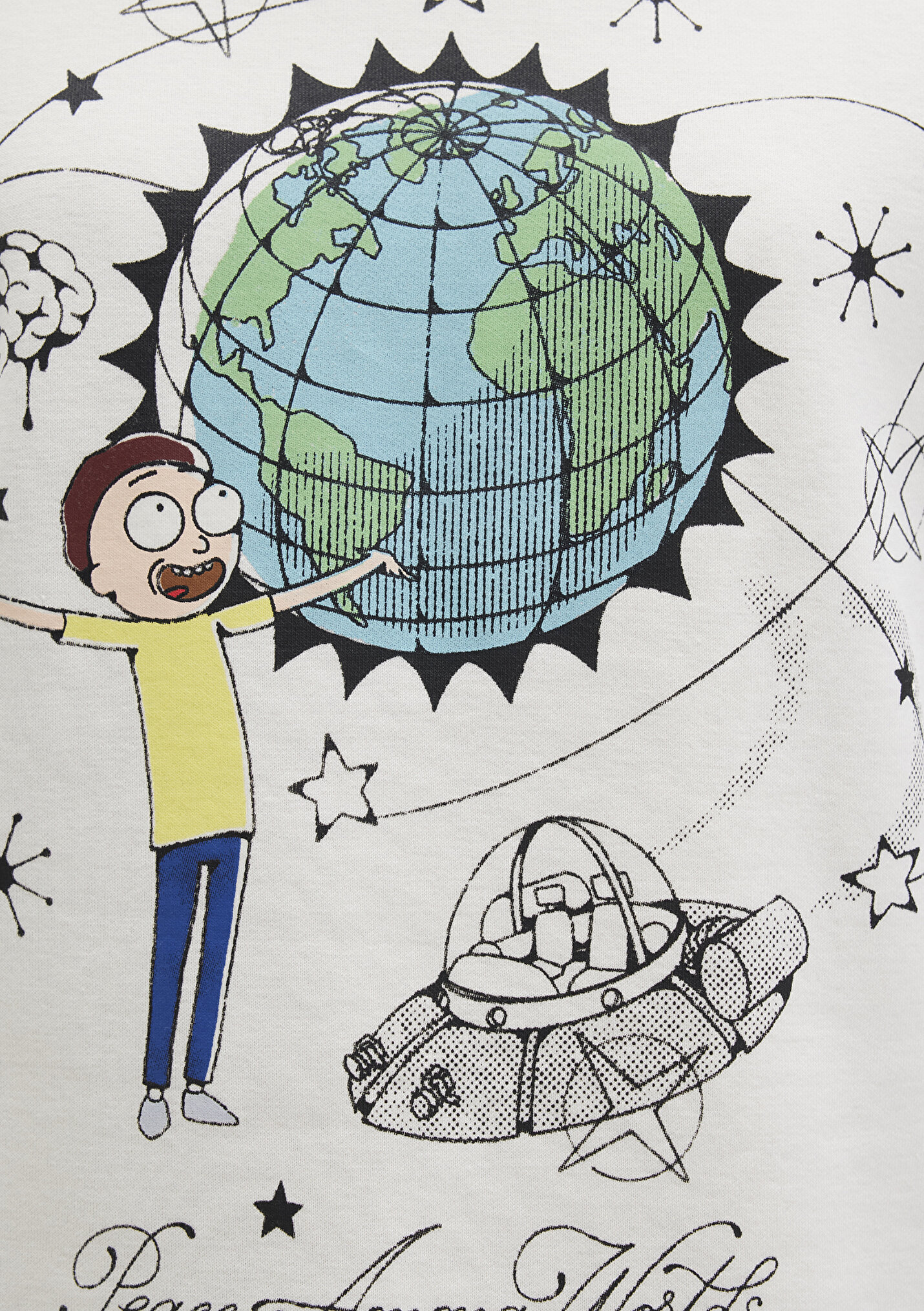 Outlet Kadın Rick And Morty Baskılı Ekru Sweatshirt