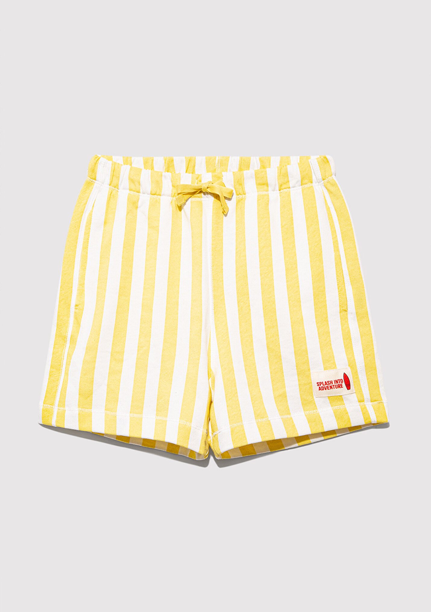 Çizgili Sarı Şort - Mavi