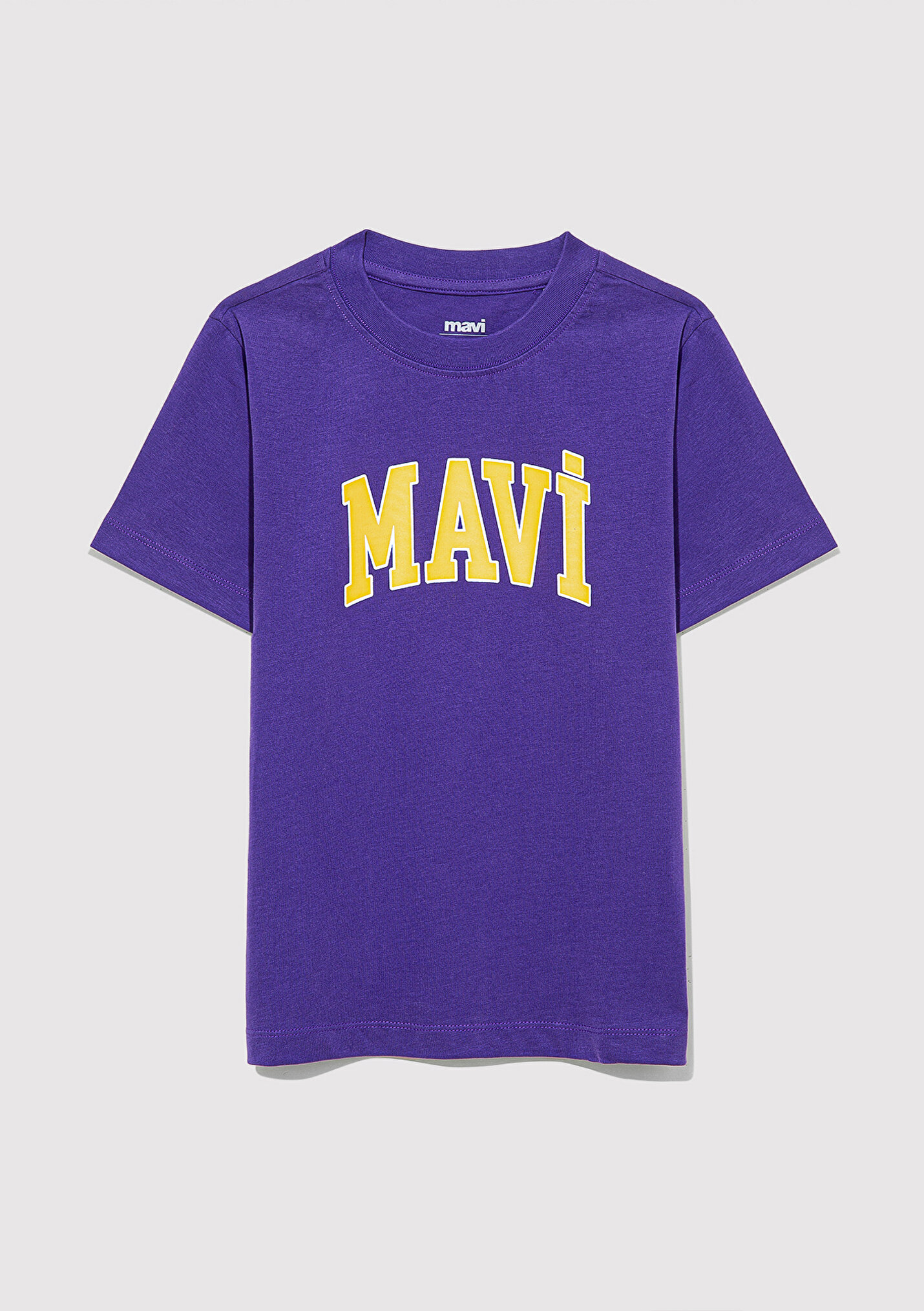 Erkek Çocuk Mavi Logo Baskılı Mor Tişört