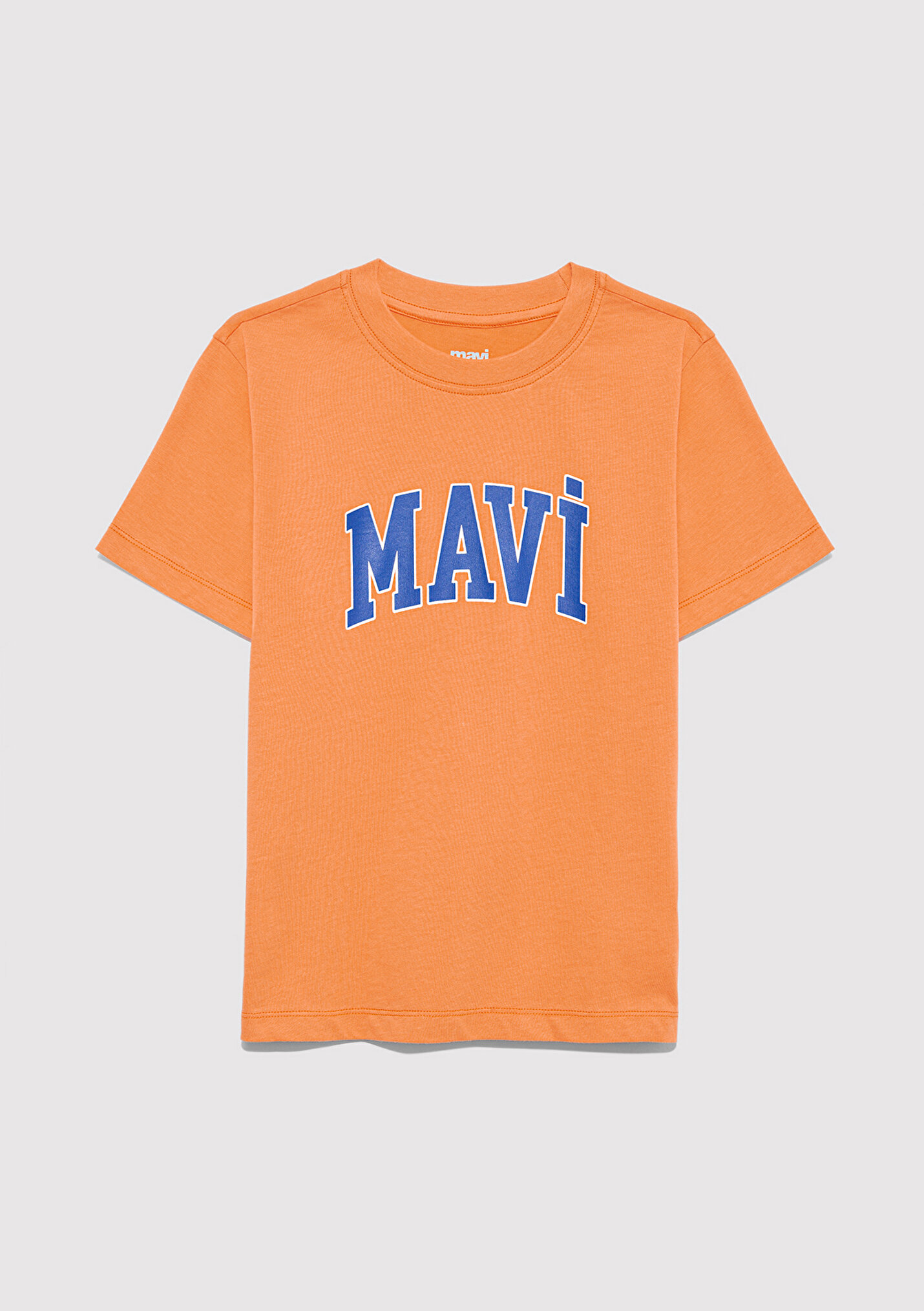 Mavi Logo Baskılı Turuncu Tişört - Mavi