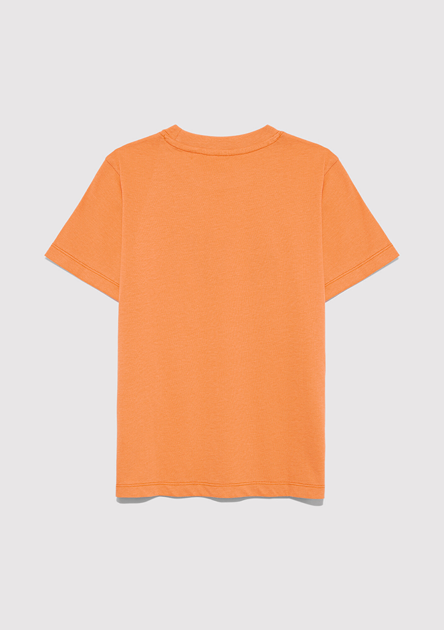 Erkek Çocuk Mavi Logo Baskılı Turuncu Tişört