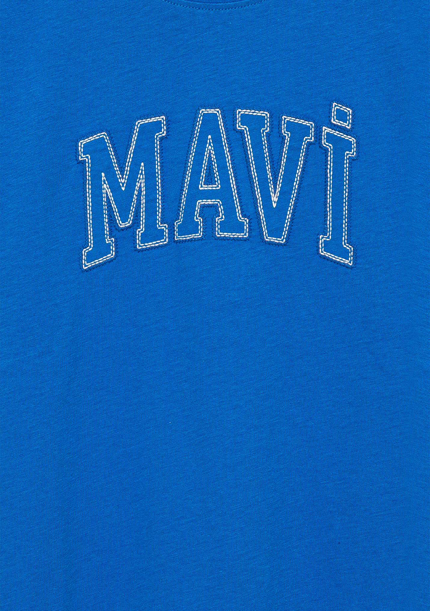 Mavi Logo Nakışlı Mavi Tişört - Mavi